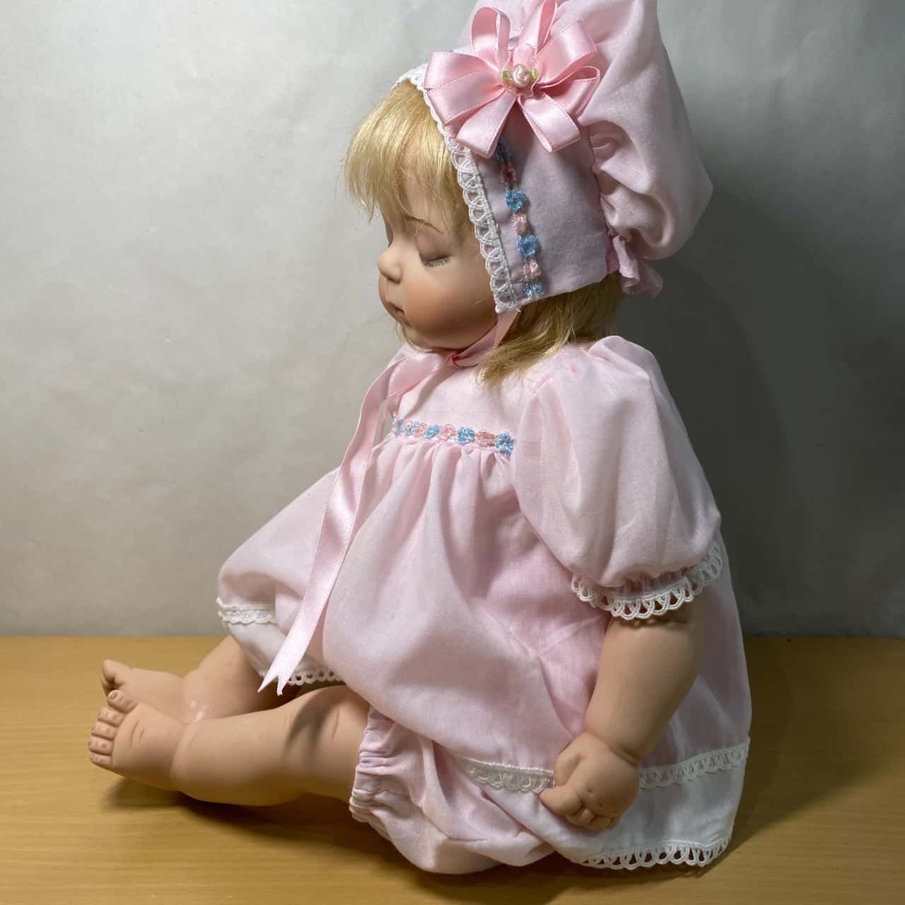 Vintage Life size 20 inch Handmade Semi Porcelain Sleeping Baby Girl