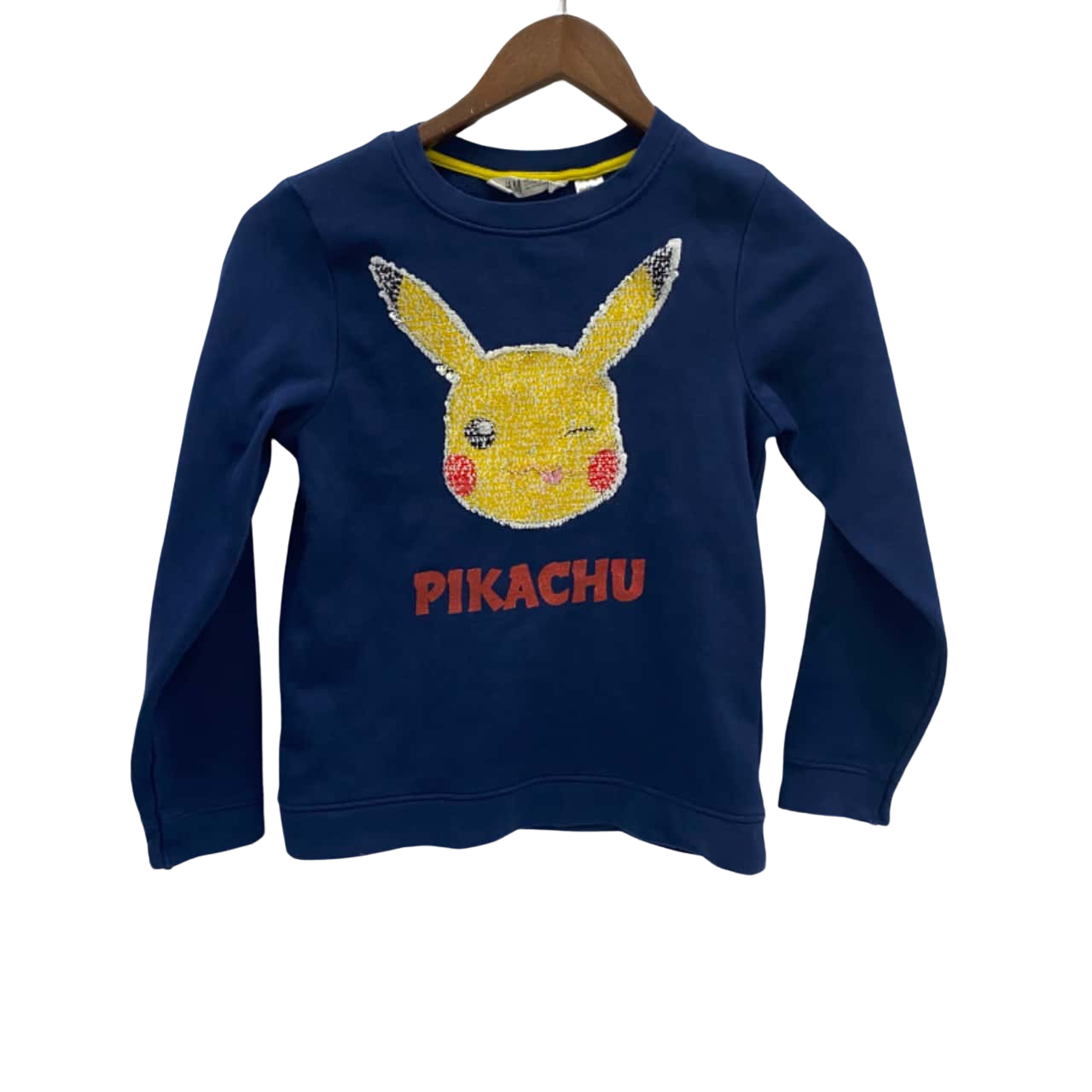 H&M Limited Edition Pokémon Pikachu Sequinned Motif Sweatshirt Size 8 ...