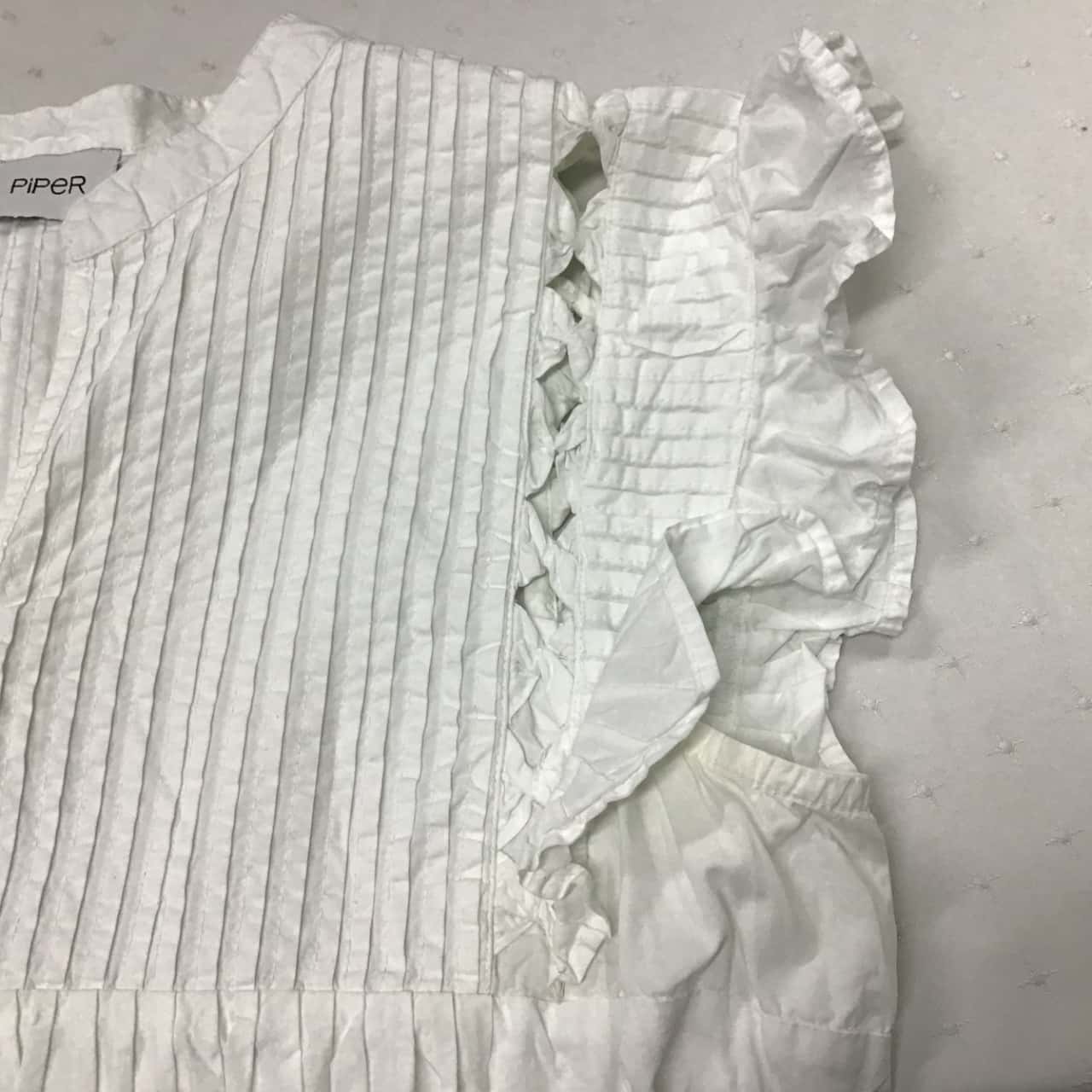 Piper Womens Size 14 White Short Sleeve Mini Dress with Pin-tuck Details