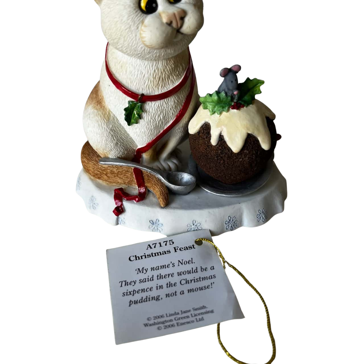 Curious Comic Cat ornament christmas feast Linda Jane Smith(s)