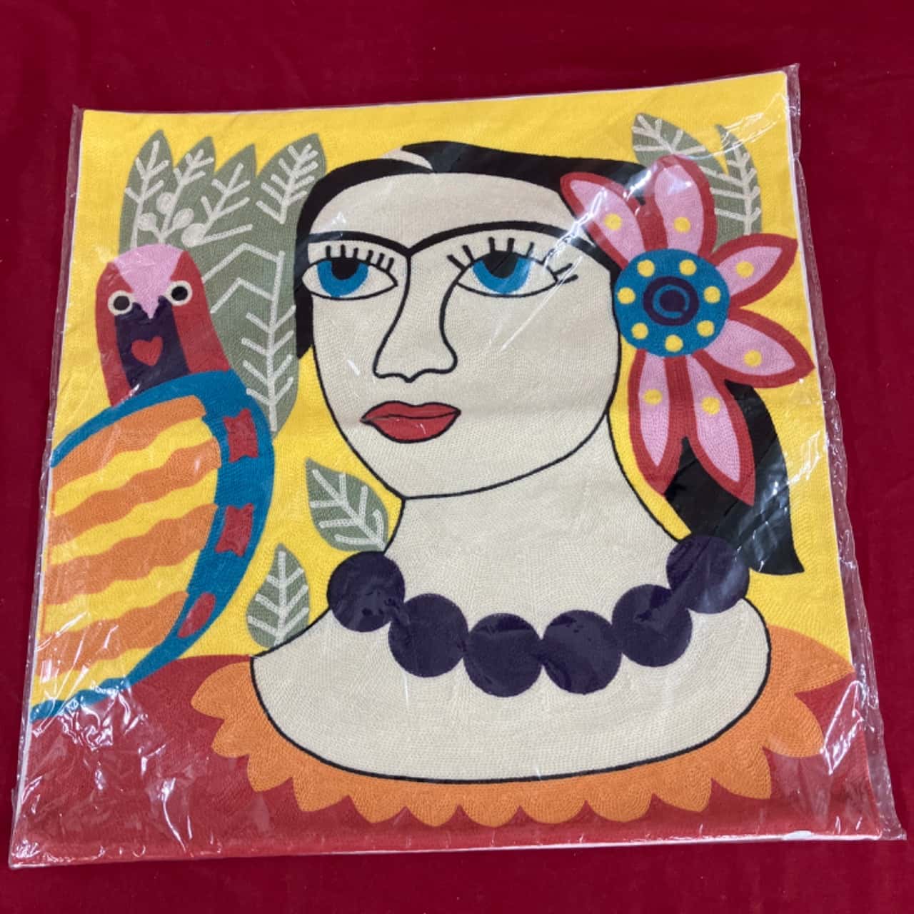 Frida Kahlo Picasso Inspired Yarn Fibre Knit Cushion Cover