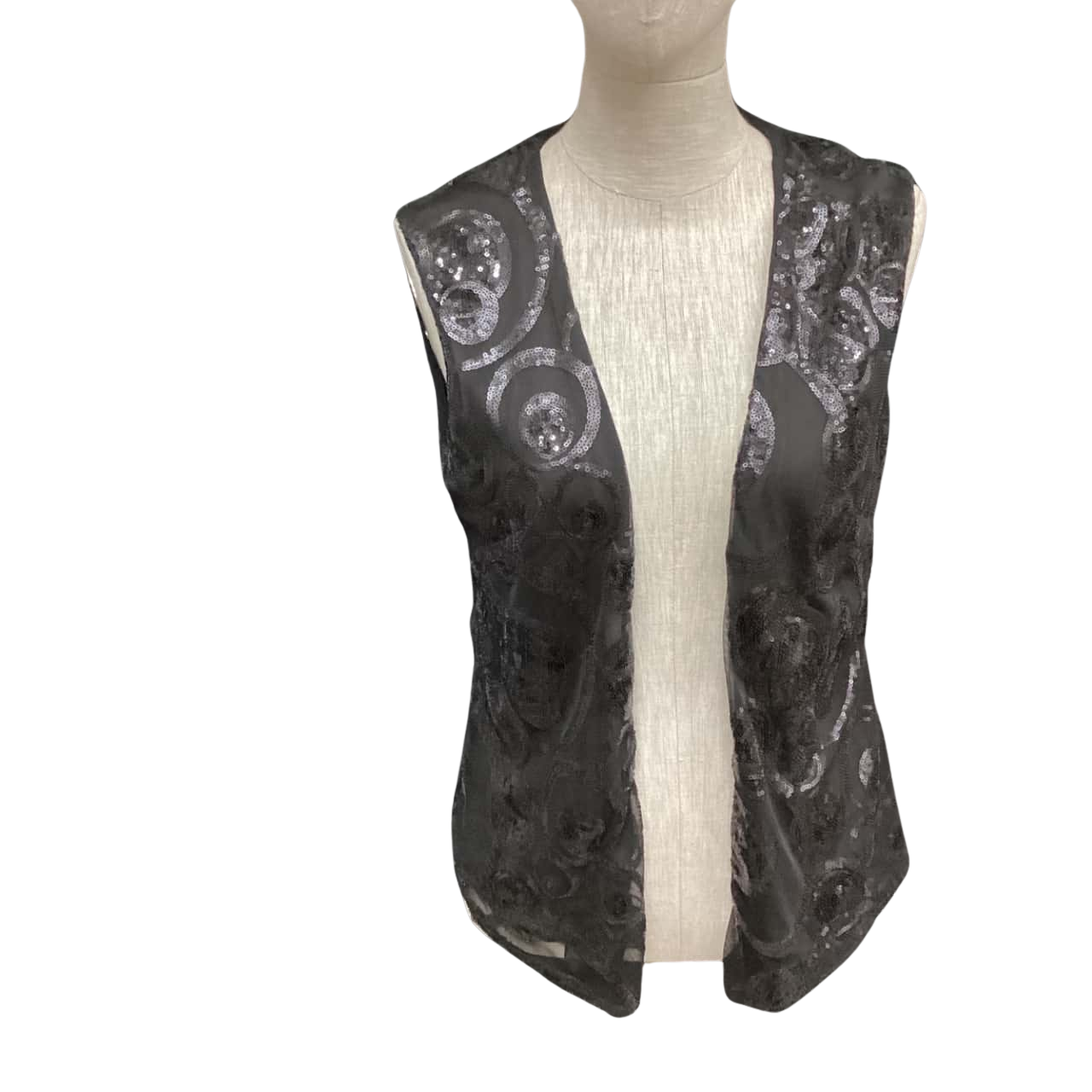 Howard Showers Womens Size 10 Sequinned Vest Jacket Black (s)