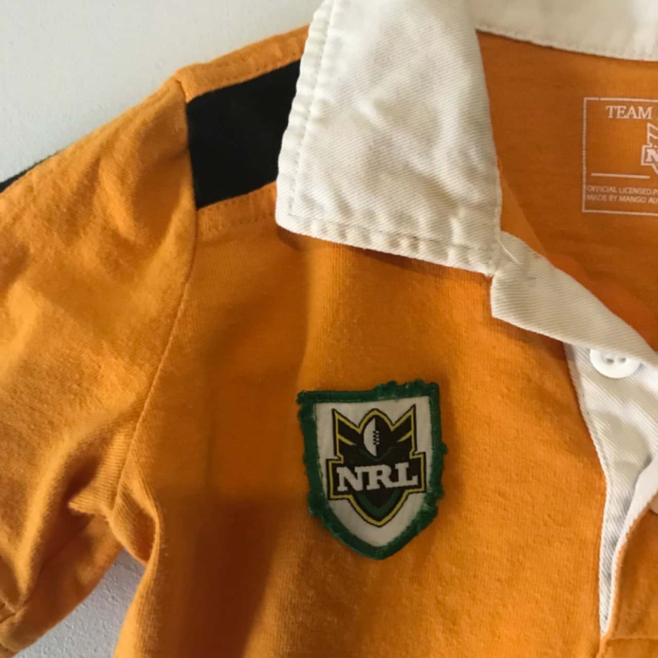 NRL Team Mascots Polo Kids Size 1 Tops & T-Shirts Yellow Tiger Stripes