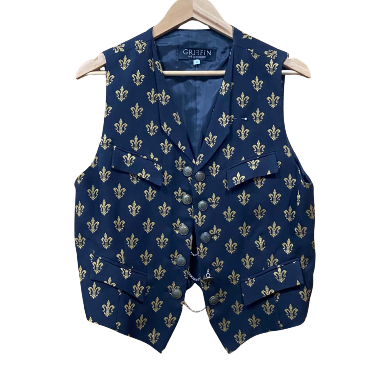Griffin Melbourne Black and Gold Chain Button Vest Size M