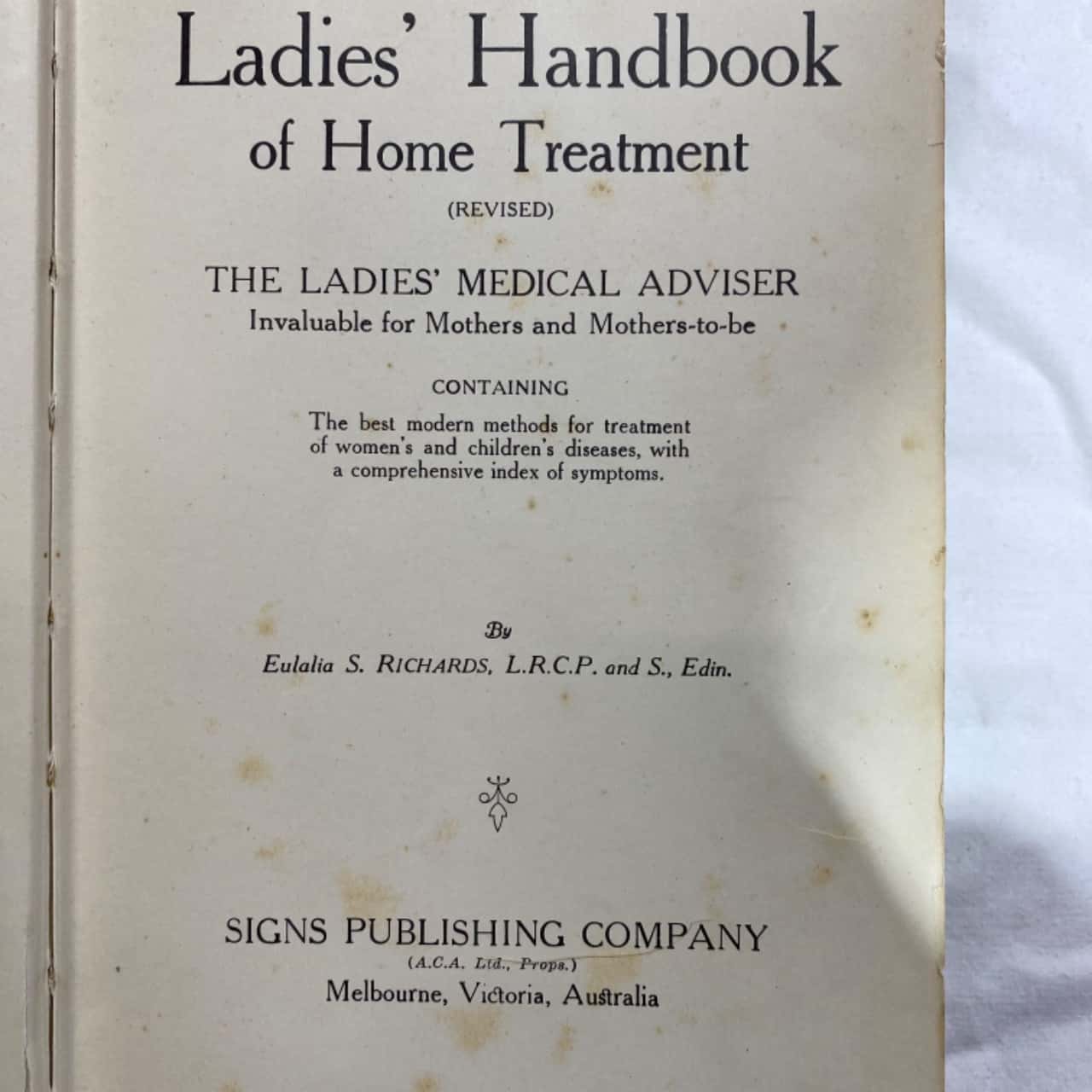 Vintage Ladies' Handbook Of Home Treatment - Medical Book(s)