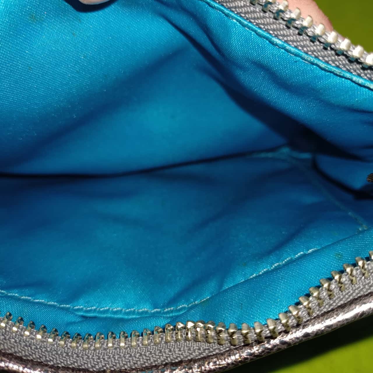 COACH Sequin Blue Silver Leather Cross body Bag POPPY Pouch Dark Shiny ...