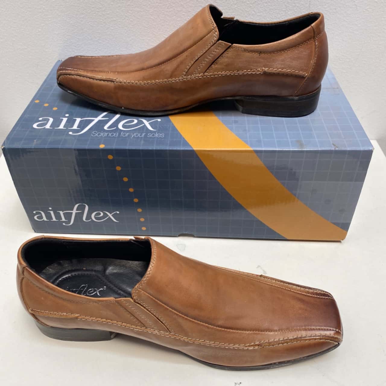 Airflex Mens Tan Leather Shoes