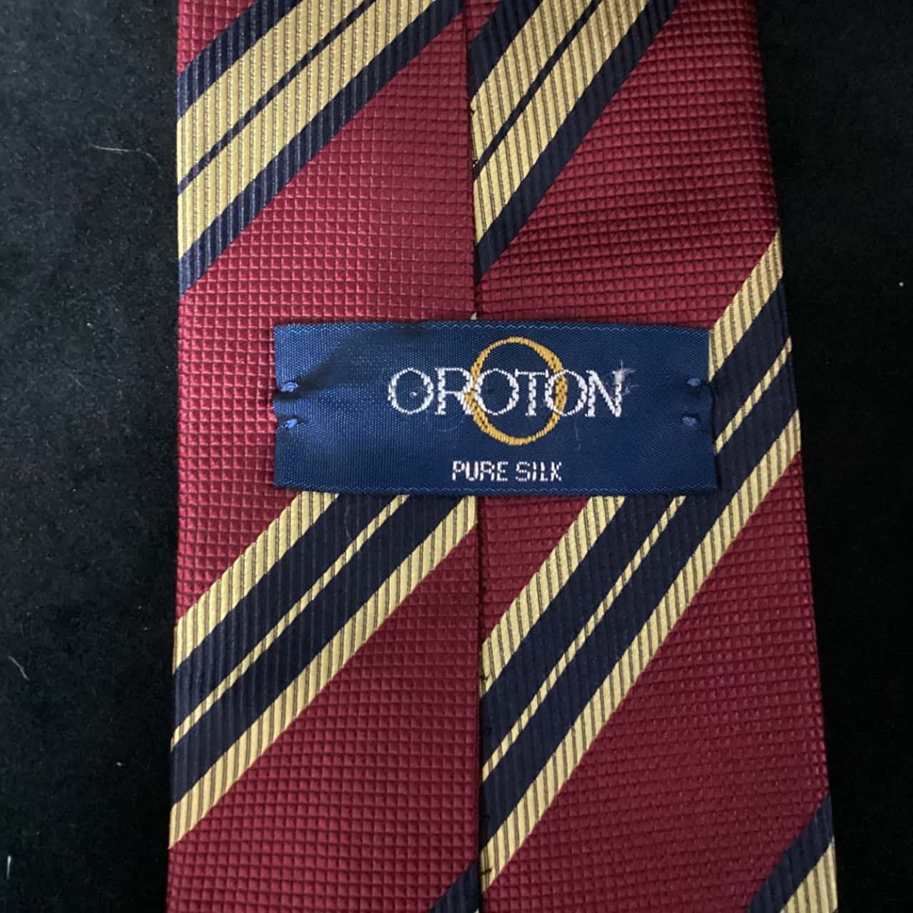 Oroton Silk Tie Black / Gold / Red