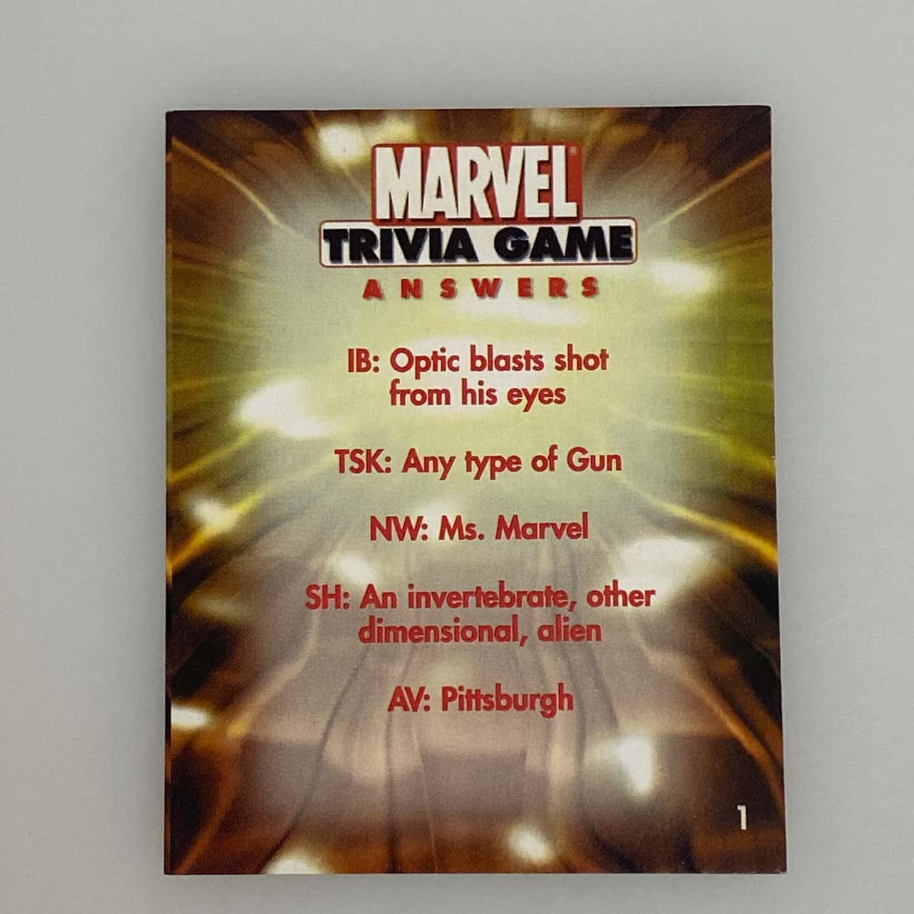 Marvel Trivia Game Cards & Marvel Cards