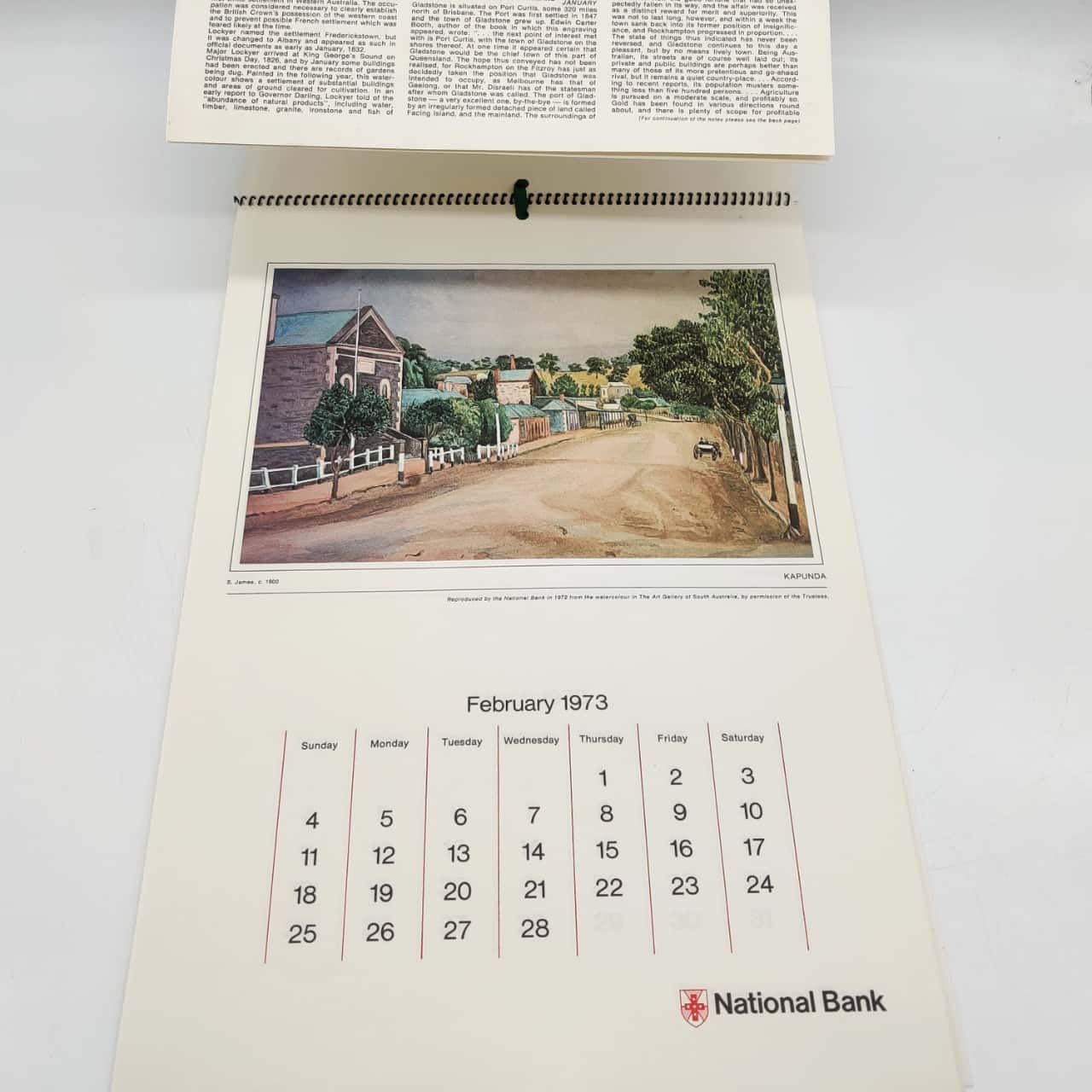 12 Vintage National Bank Calendars With Historical Australiana Themes(s)