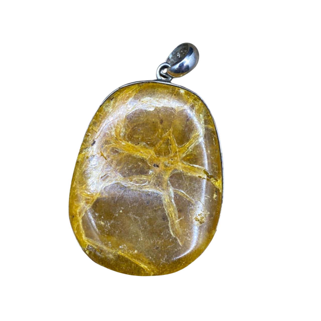 Womens Amber Pendant Orange / Silver