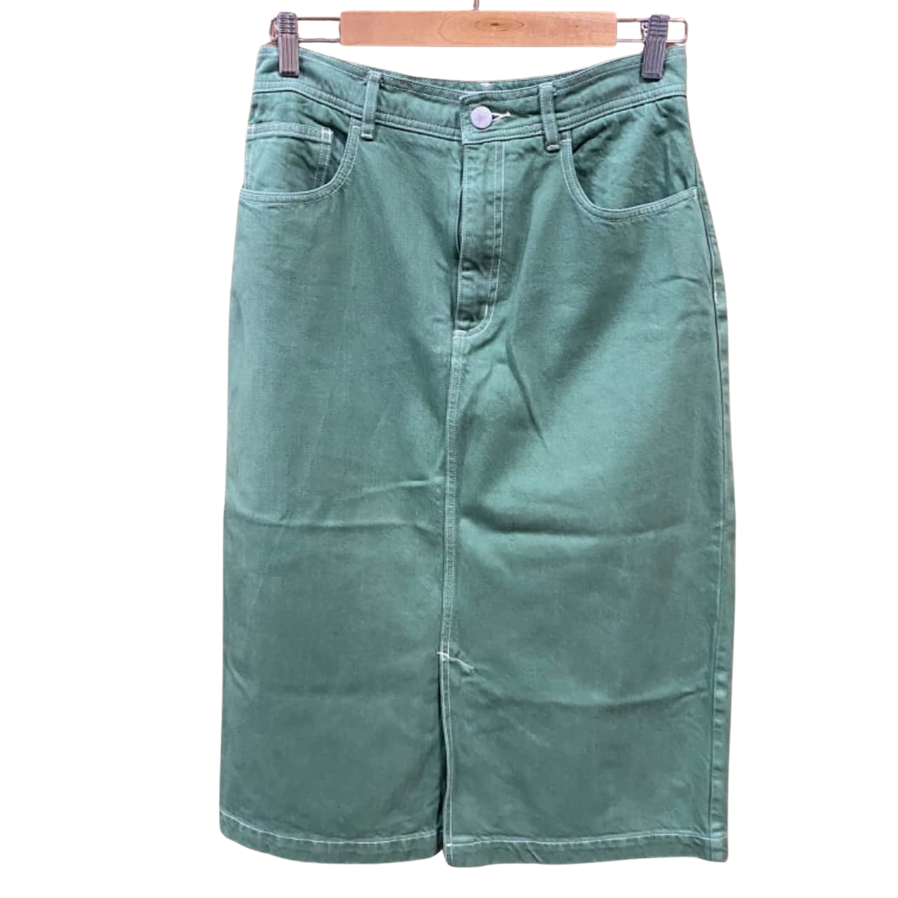 Gorman Moss Green Denim Midi Skirt Size 12(s)