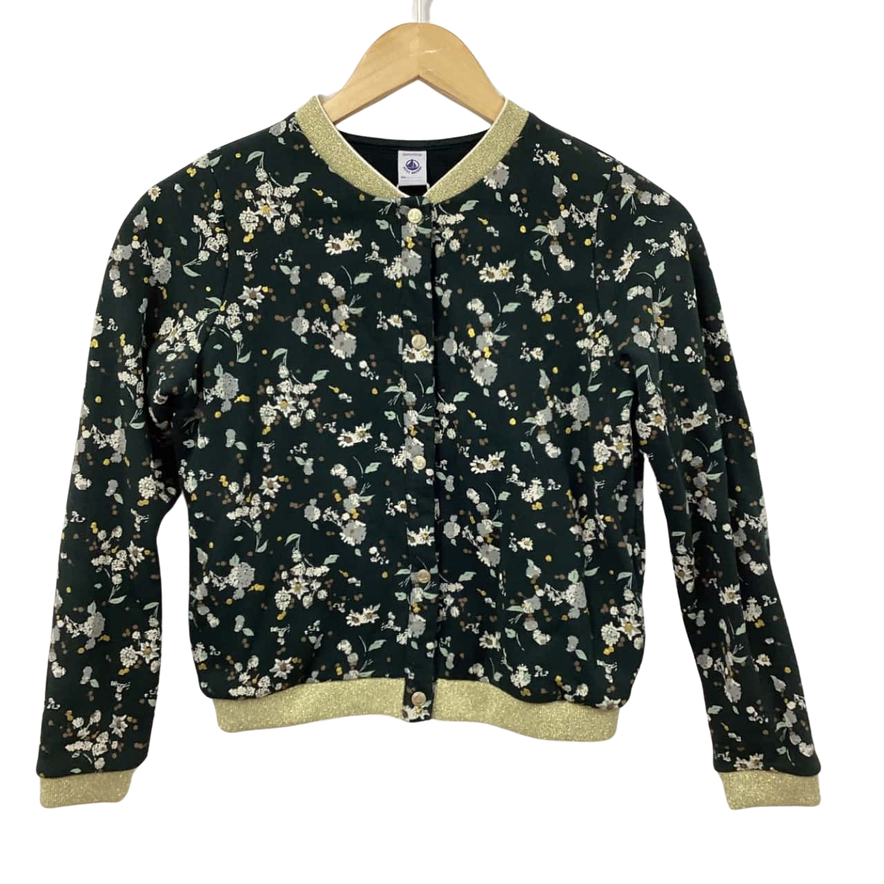 Petit Bateau Kids Size 12 Jacket with metallic trim collar and cuffs EUC