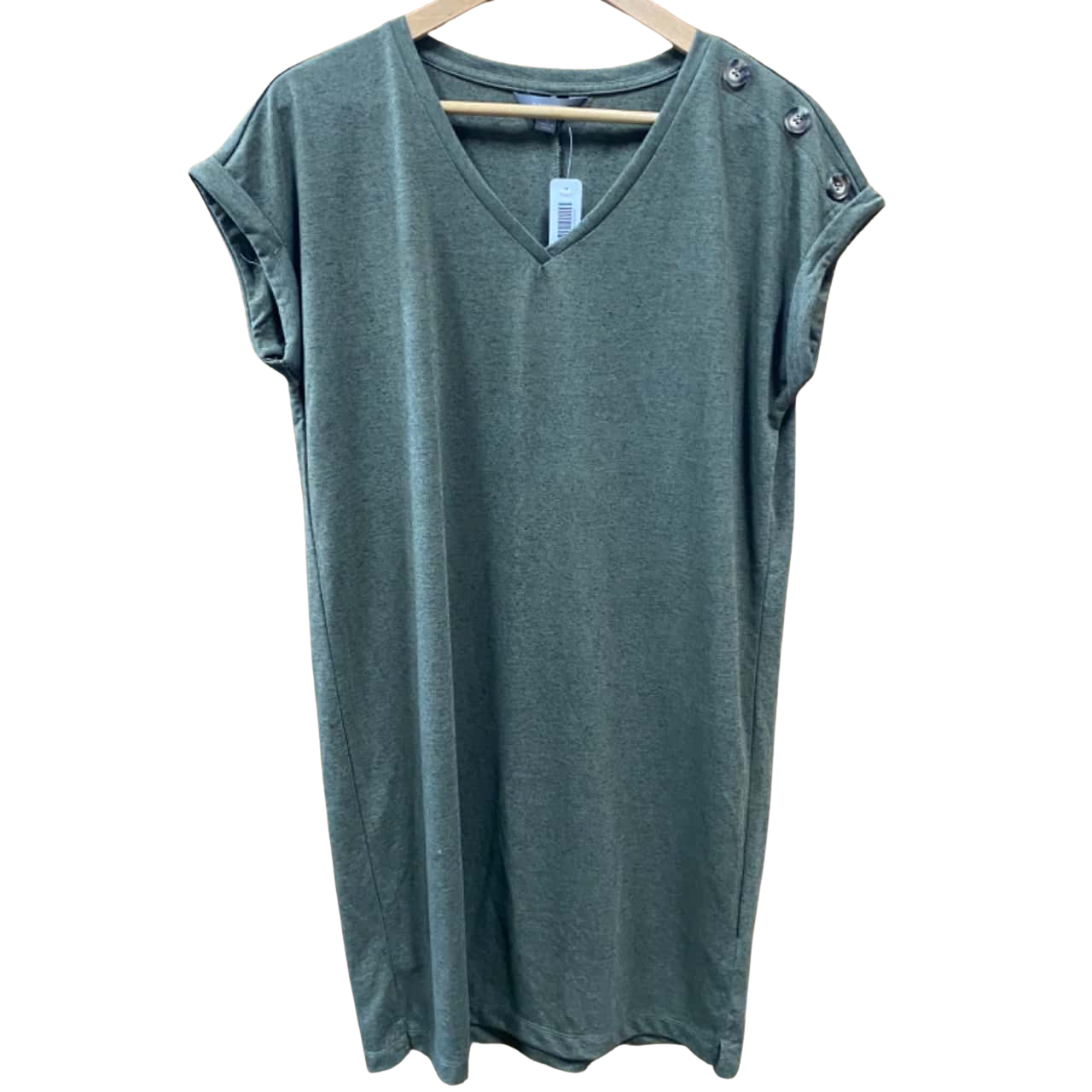 Suzannegrae Olive Button Detail T-shirt Dress Size S(s)