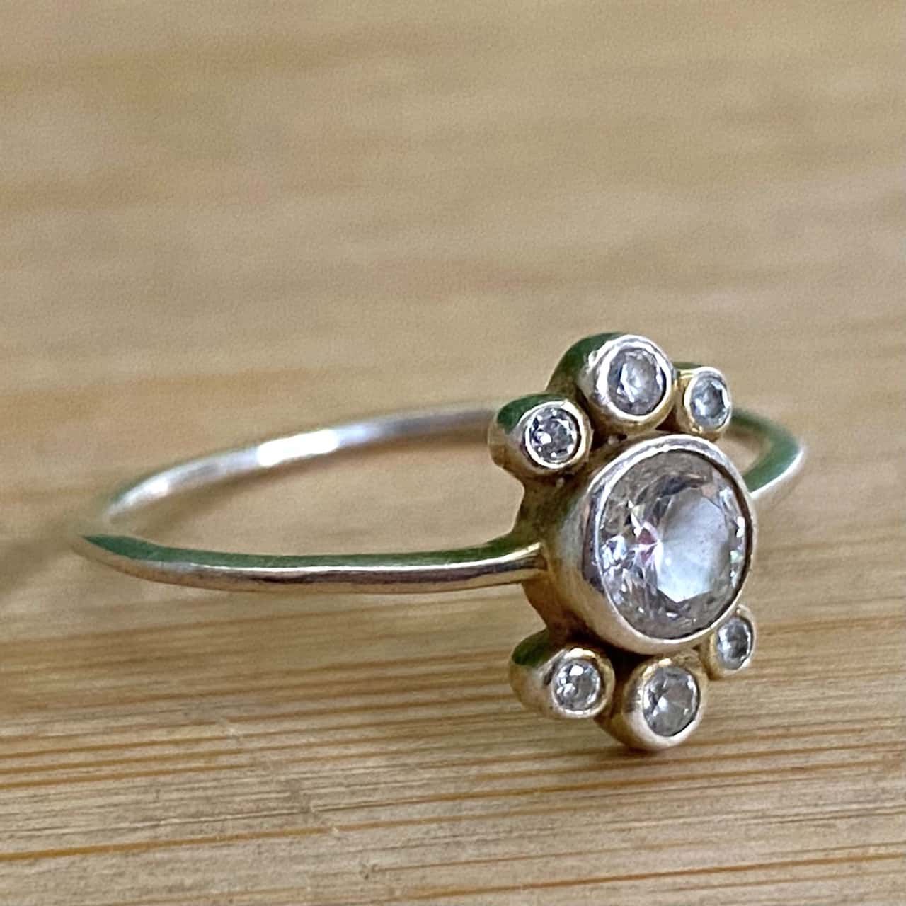 Sterling Silver Diamanté Ring (Stamped 925)(s)