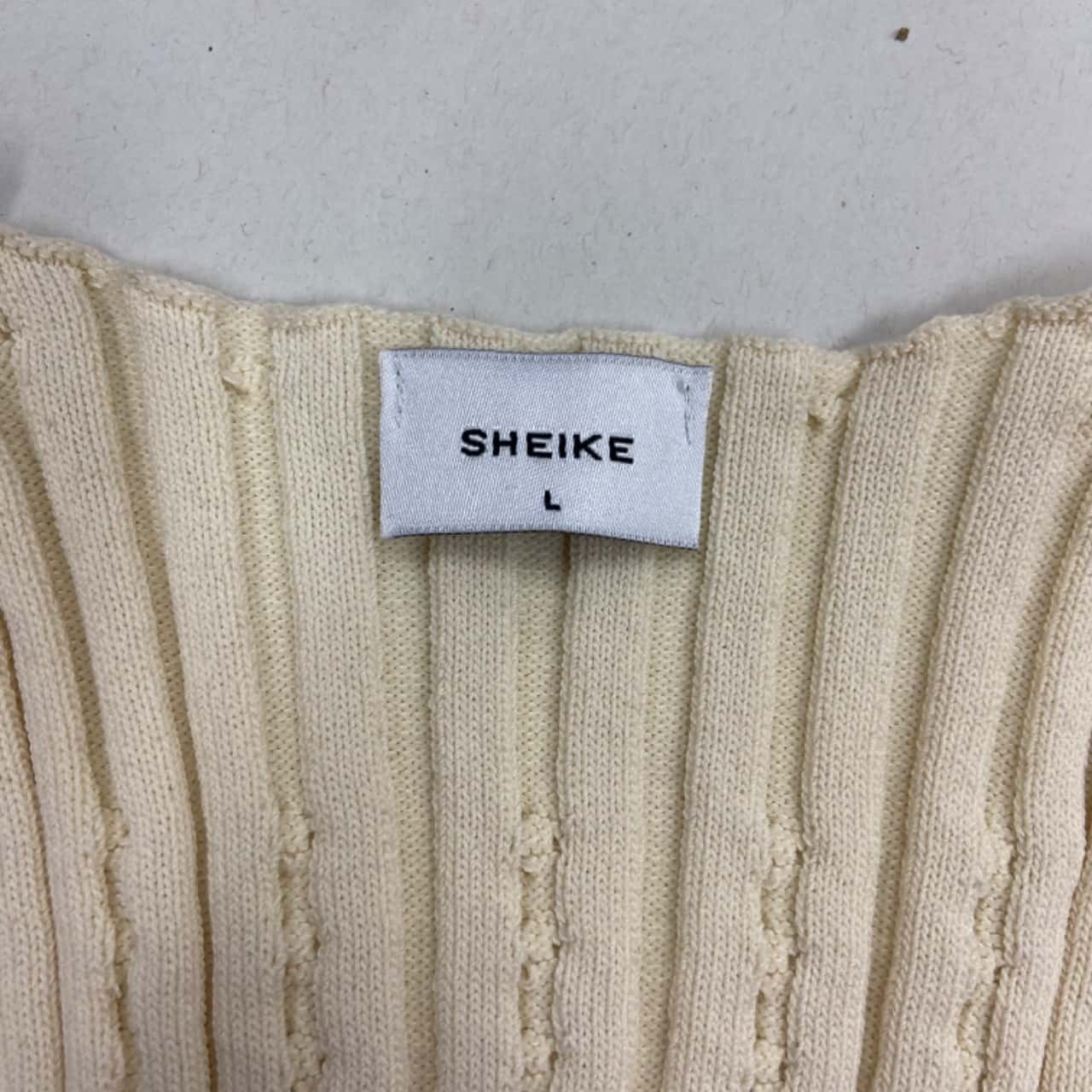 Sheike Womens Size L Ribbed Tank Cream (s)