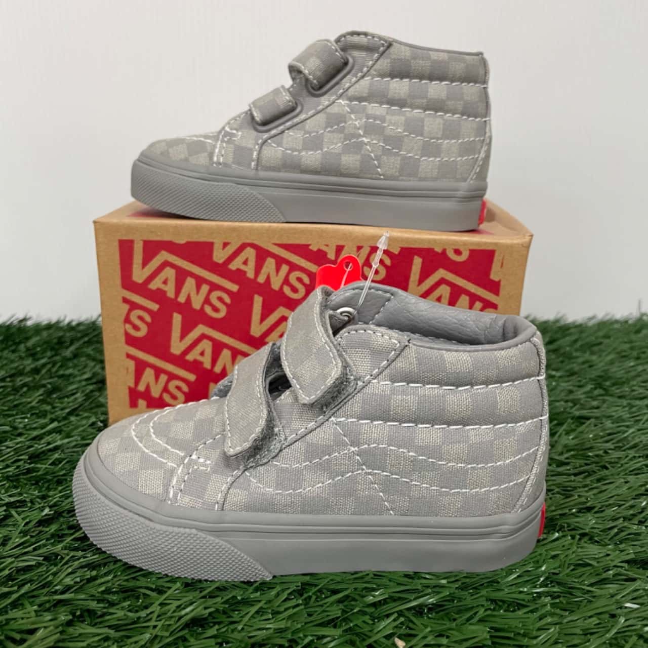 Vans Grey Mono Checkerboard SK8-Mid Reissue Sneakers US Toddler Size 6(s)