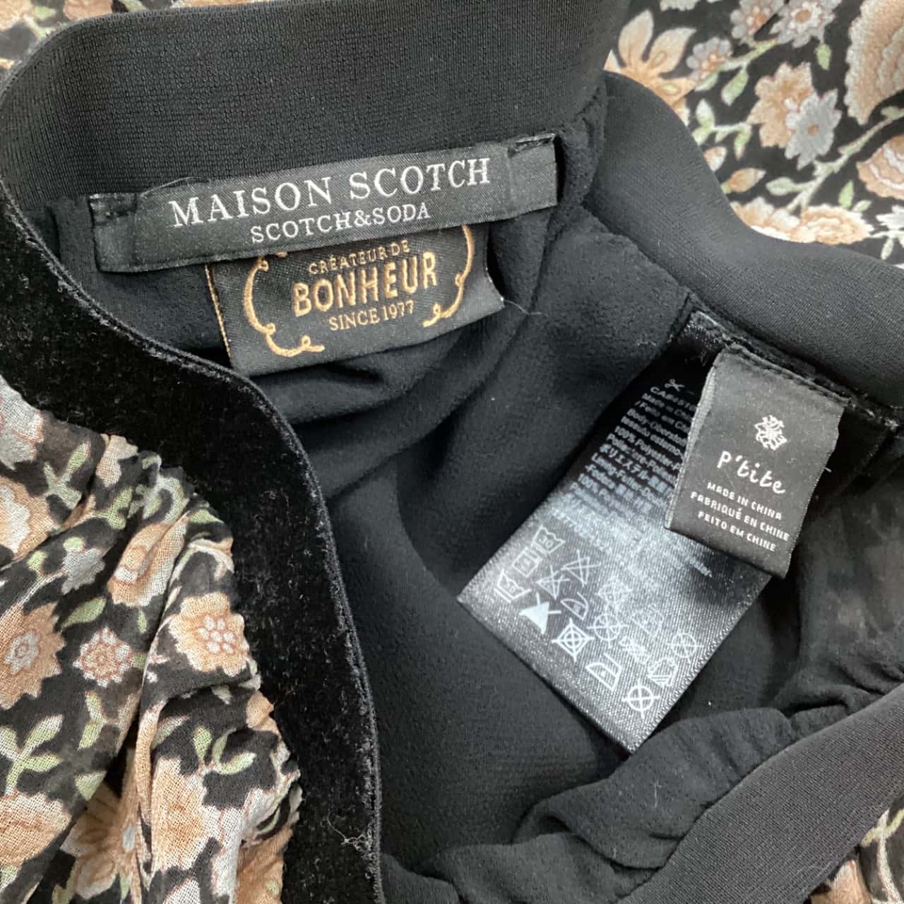 Maison Scotch Womens Size 8 / Petite Maxi Black / Blue / Floral ...