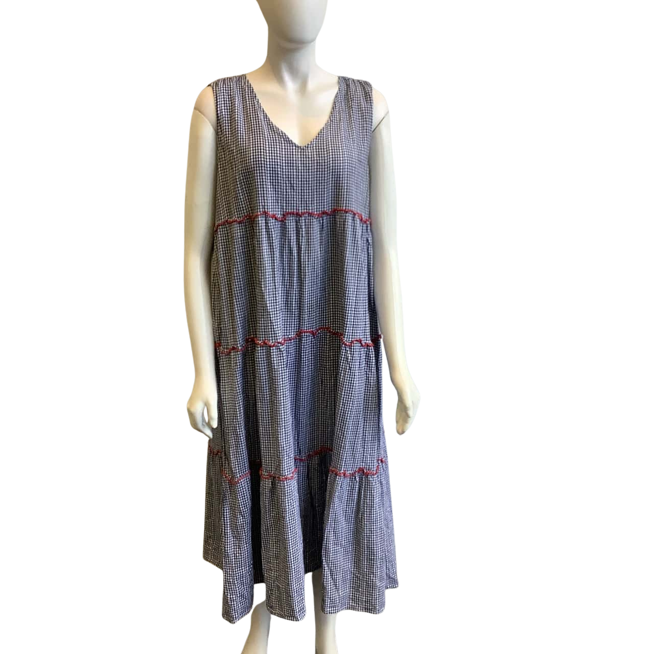 Soul Sparrow Women's Size XL Sleeveless Maxi Dress Blue & White Gingham (s)