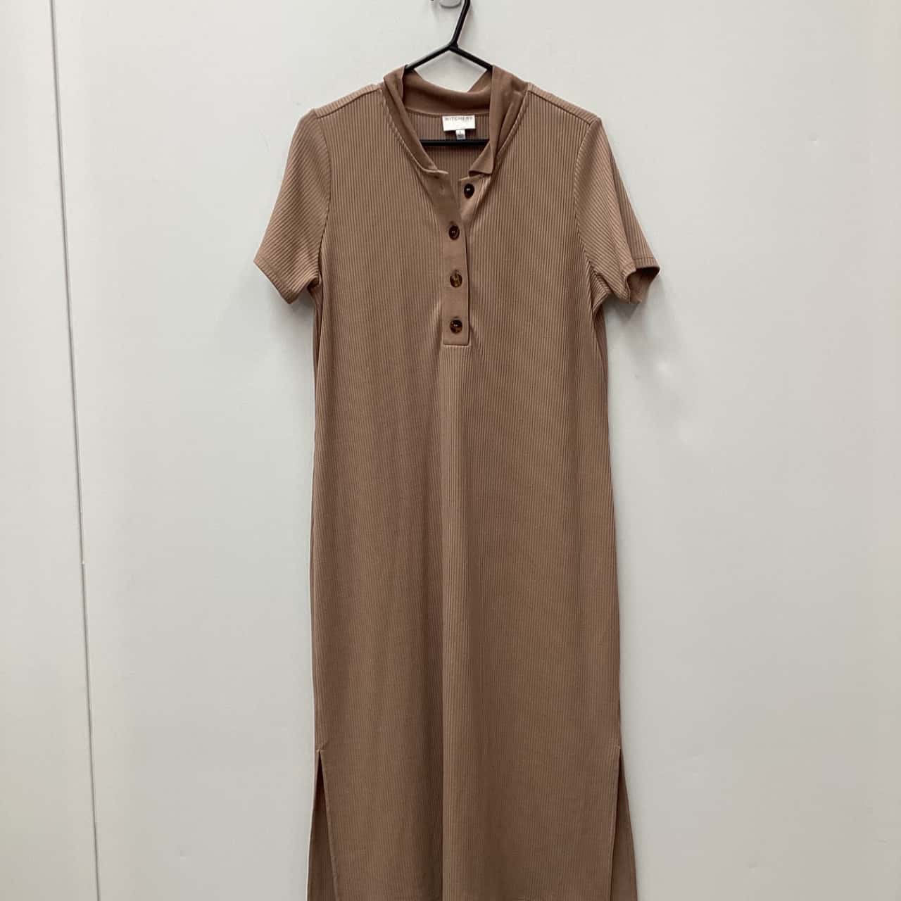 Witchery Size L Midi Dress Beige (s)