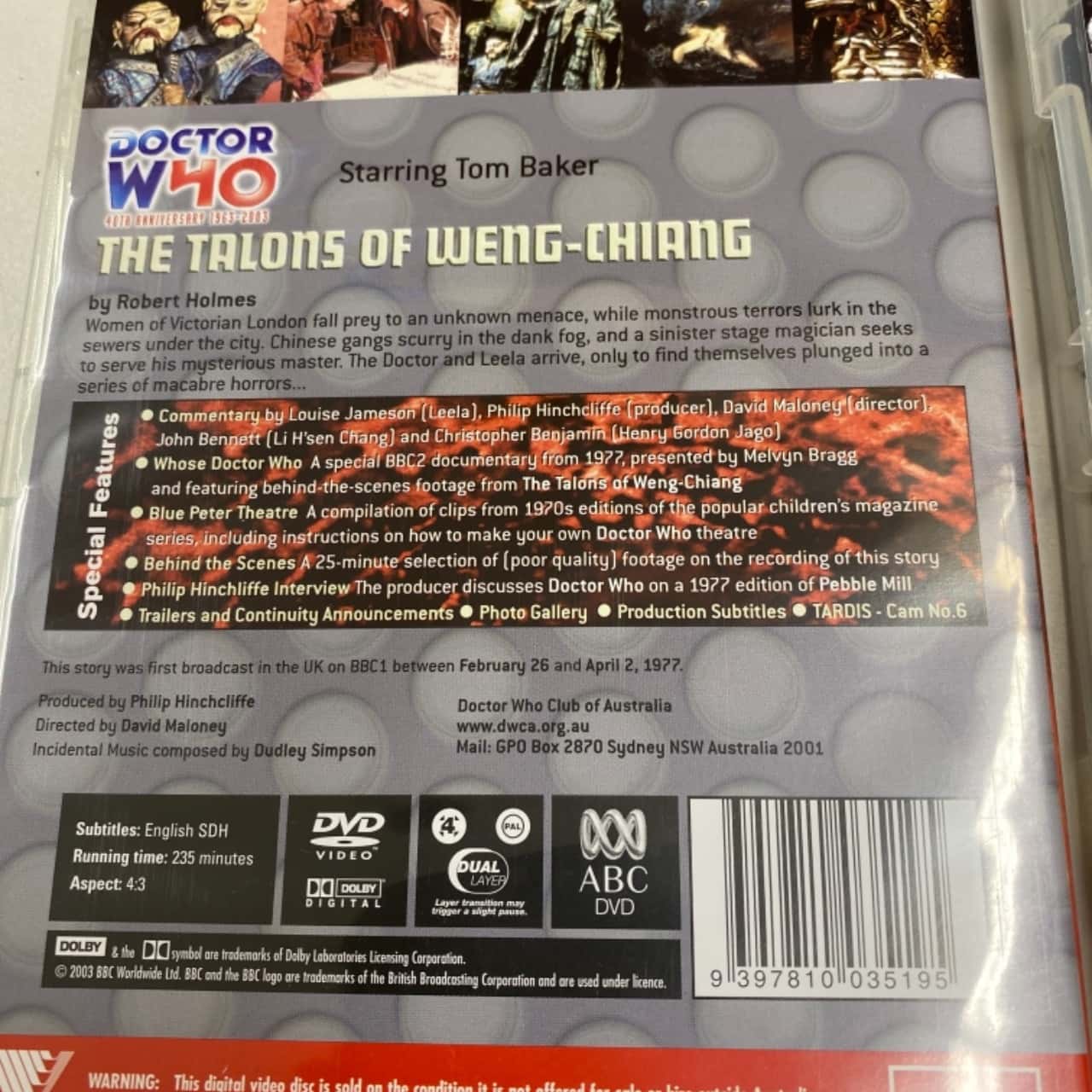 Doctor Who city of death and talons of weng Chiang DVDs(s)
