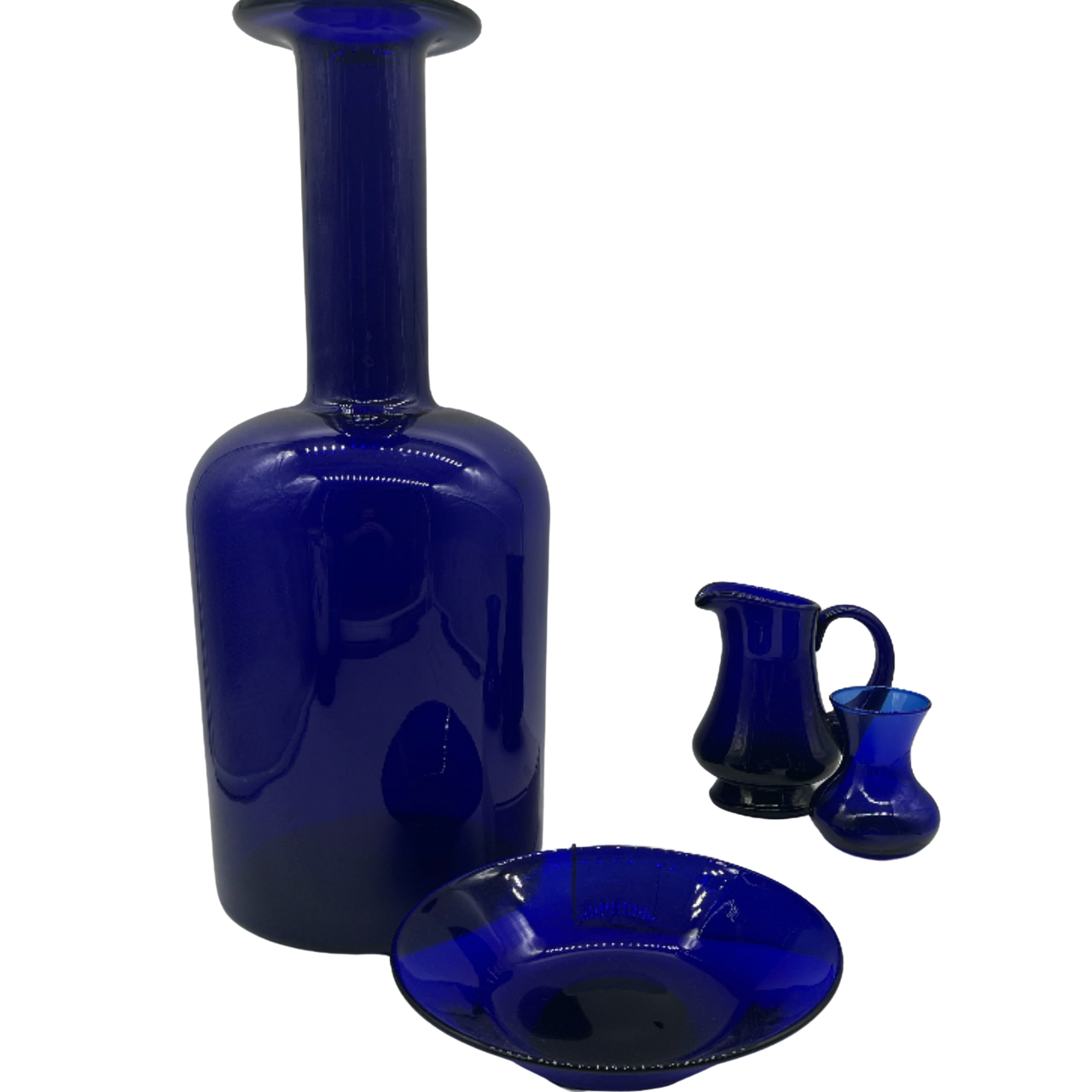 4 Piece Cobalt Blue Glass Set