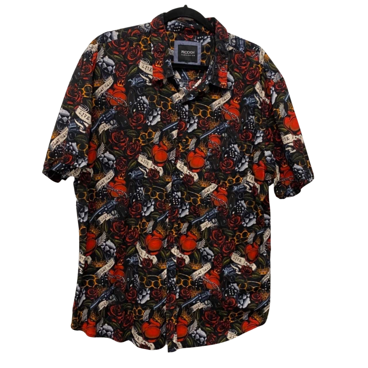 Prodigy Mens Size XXXL Short Sleeve Black / Pattern / Red (s)