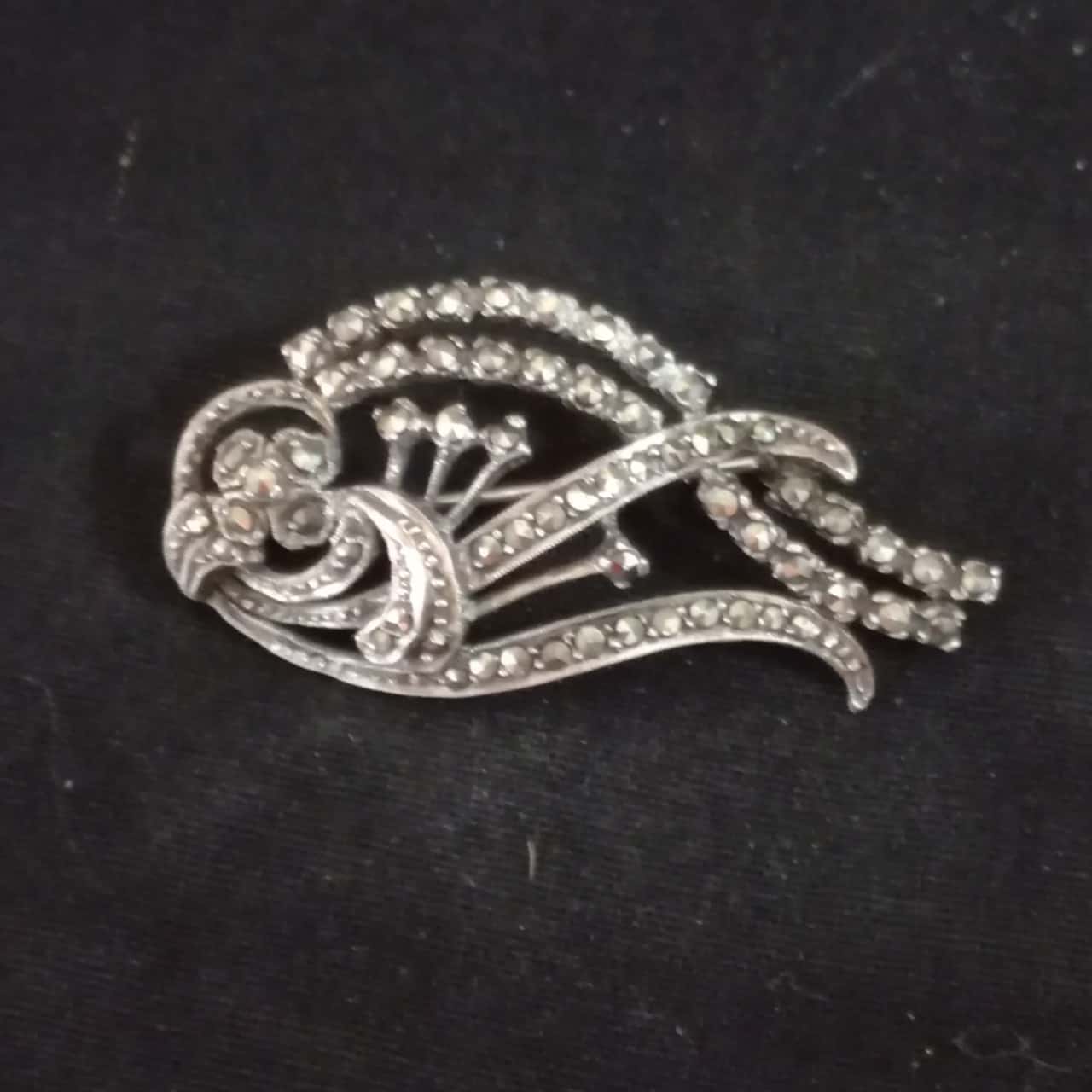 Womens Silver Marcasite Brooch