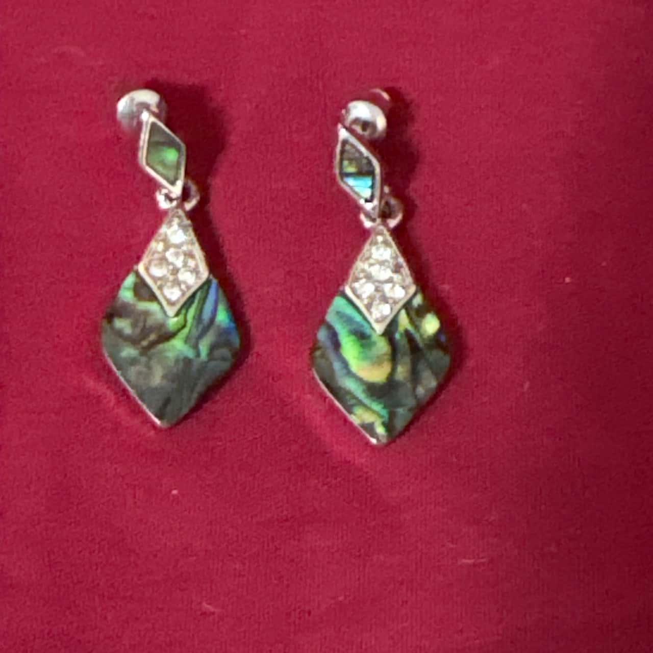 Women's Silver Tone Paua Shell Inlay Drop Earrings (s)
