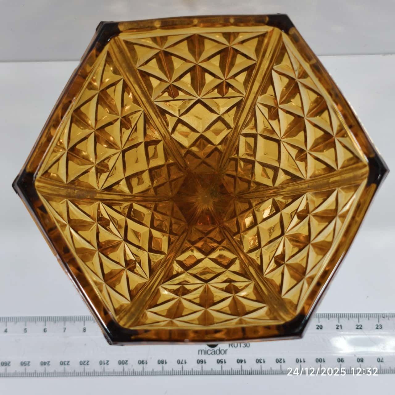 Vintage Amber Retro Patterned Footed Candy Server Bowl Dish Glass (s)