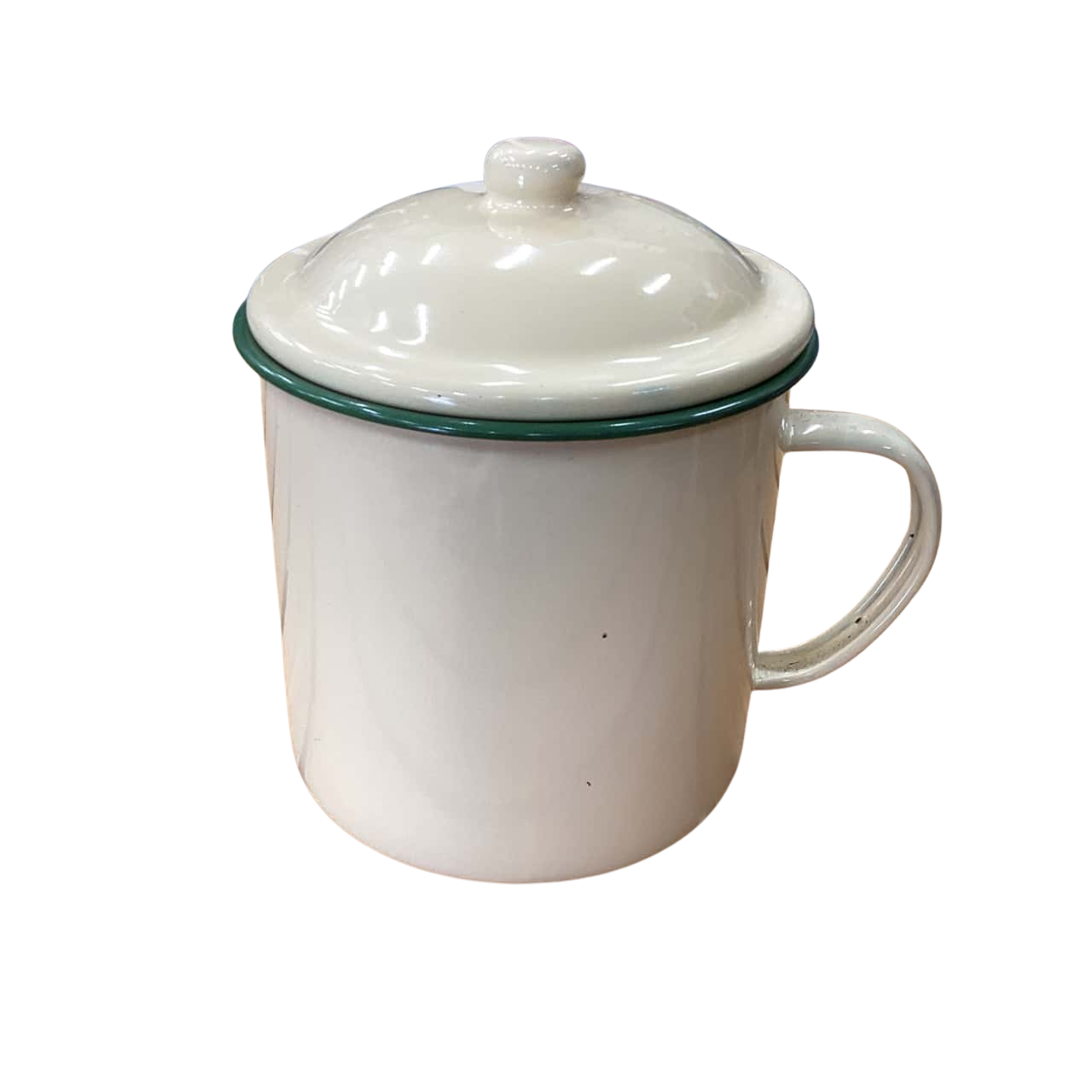 Vintage Enamel Yellow and Green Milk Jug/ Pot