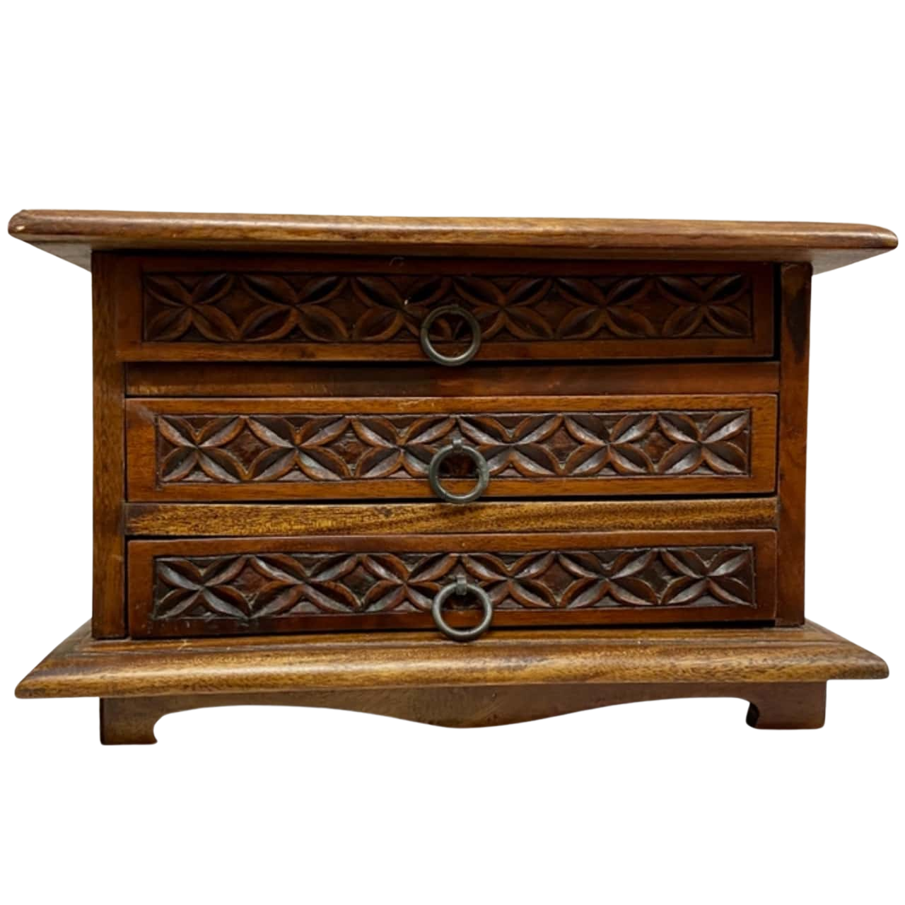 Solid Wood Chest of Draws - 3 Draws have Lovely Carved Design 33x17x20cm(s)