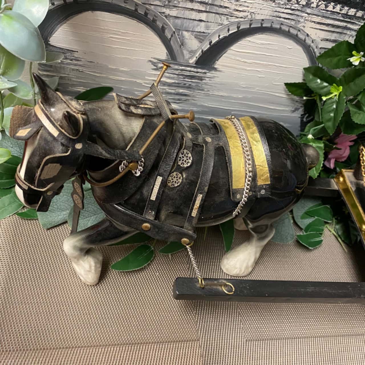 Vintage Melba Ware ceramic Clydesdale Shire hires with wooden cart ...