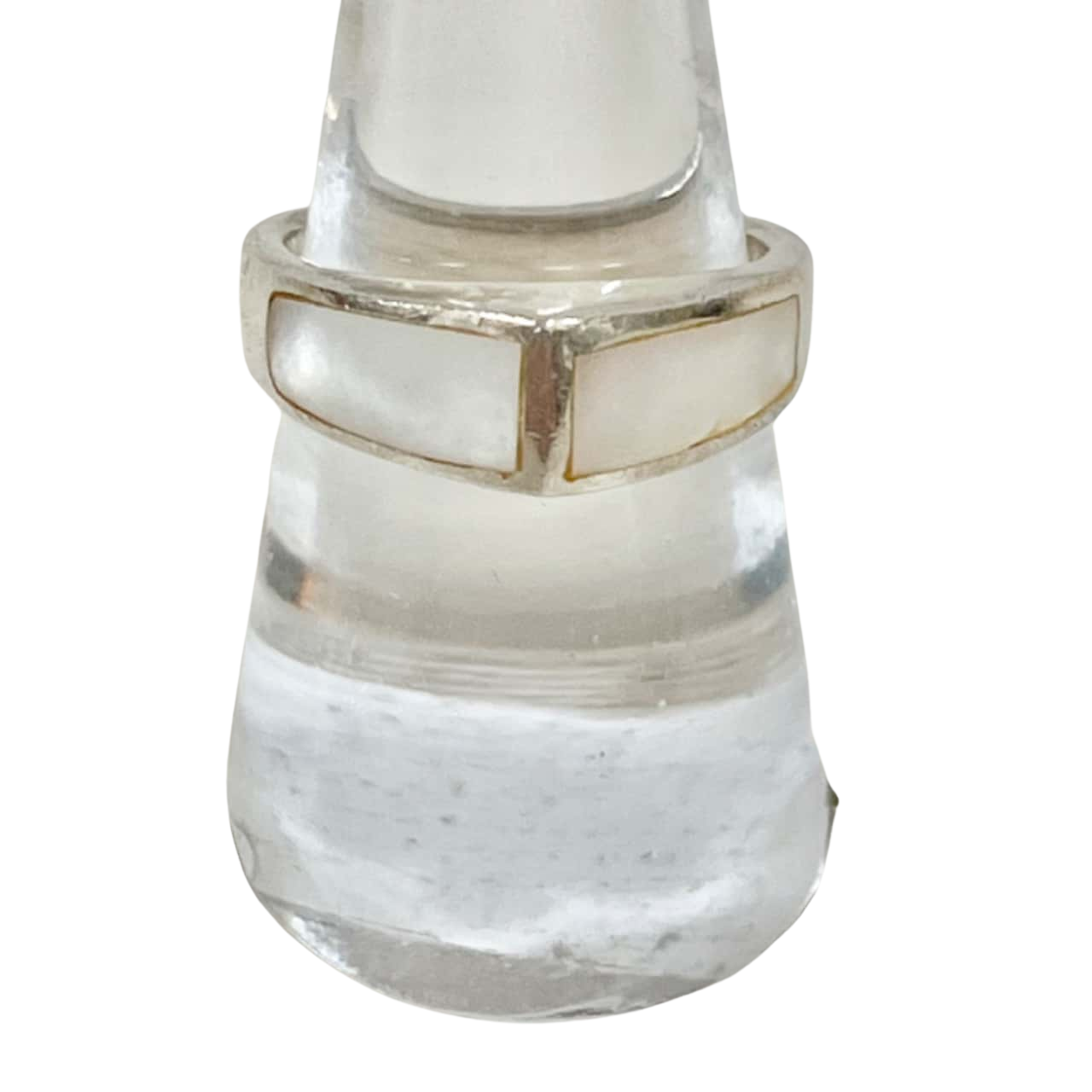 925 Silver Ring with Double White Pearly Stones