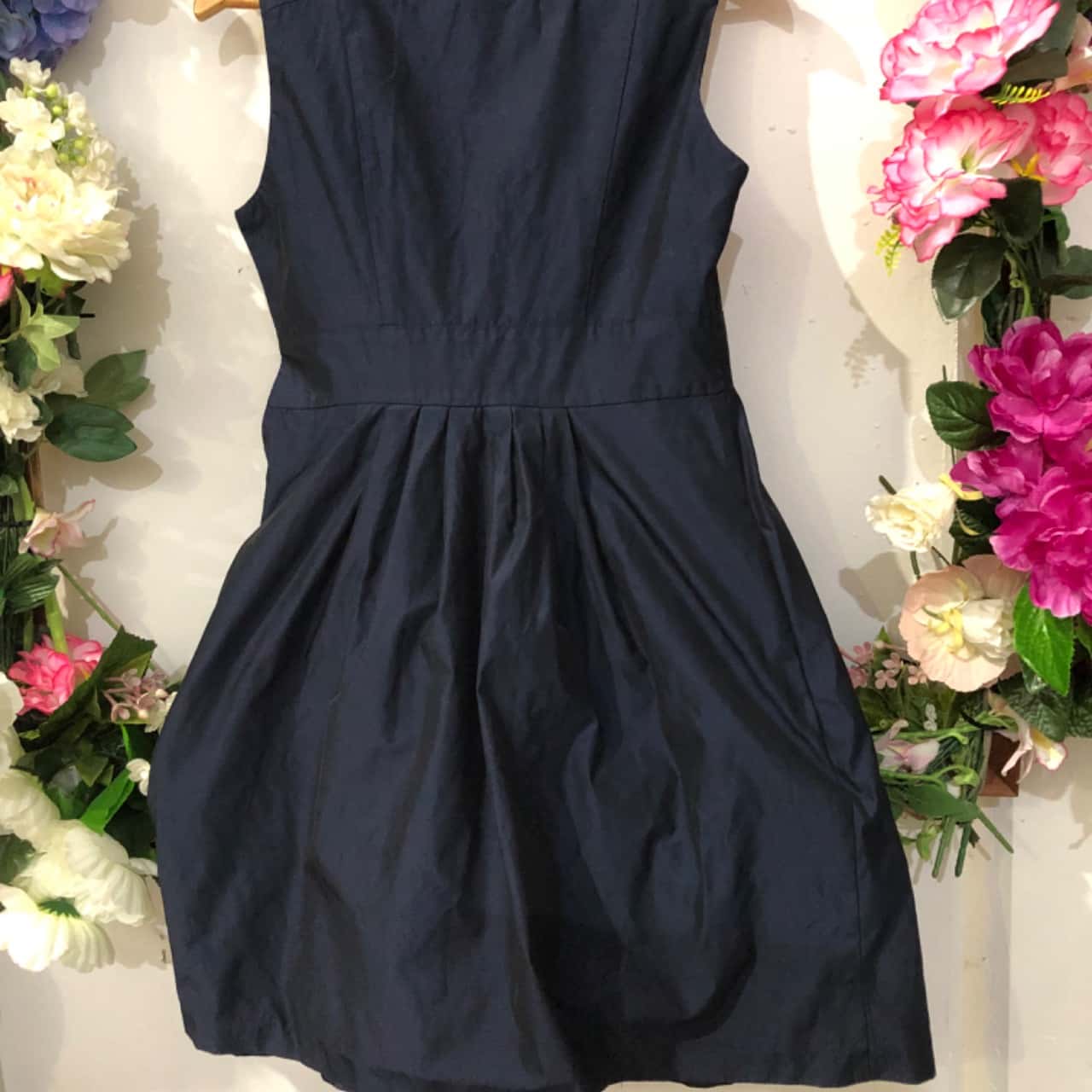 Cue Size 8 Sleeveless Dress Double Layer Navy Blue (s)