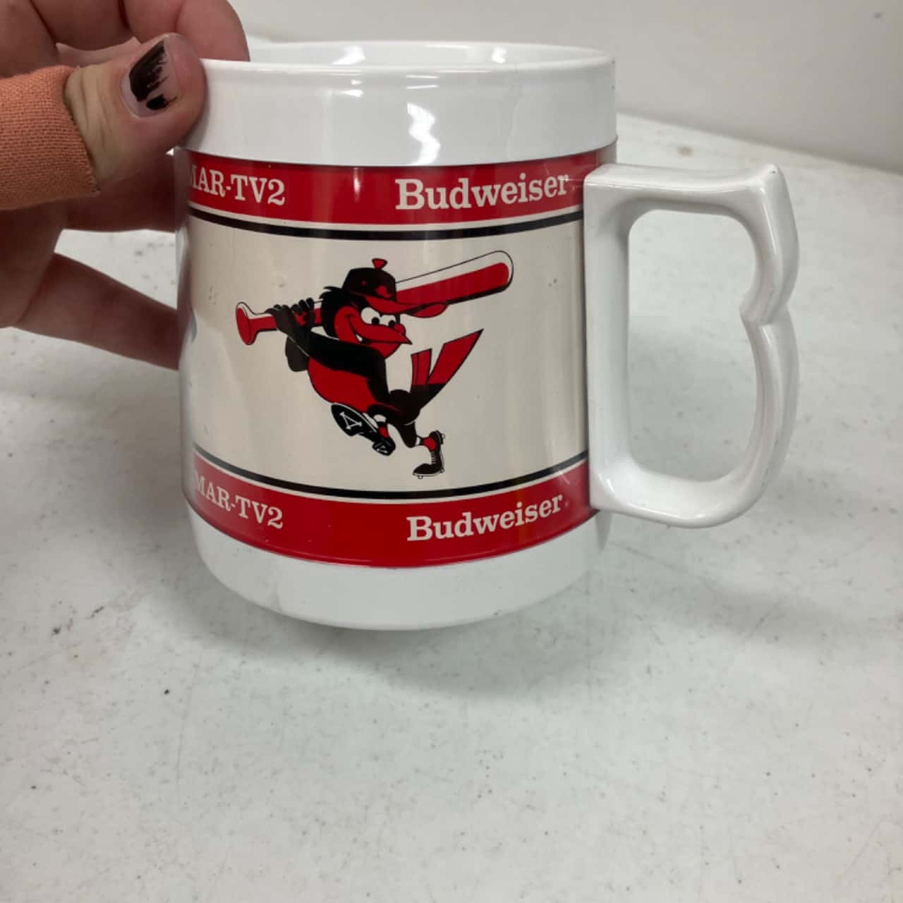Vintage Baltimore Orioles Budweiser Plastic Thermo-Serv Plastic Mug