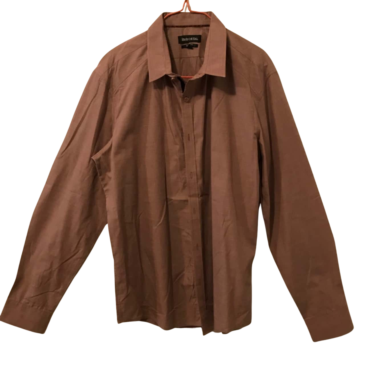 Immortal Mens Size L Long Sleeve Maroon Slim Fit Shirt