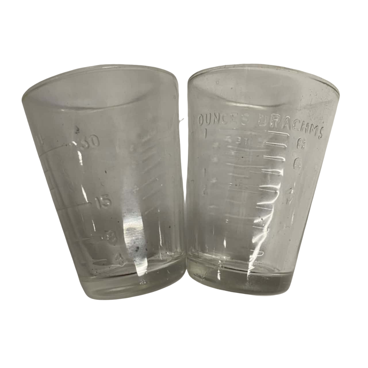 2x Apothecary Measuring Glasses