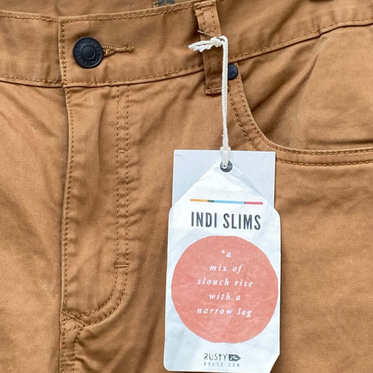 Rusty Mens Size 34 Brown Clay Indi Slims pants (s)