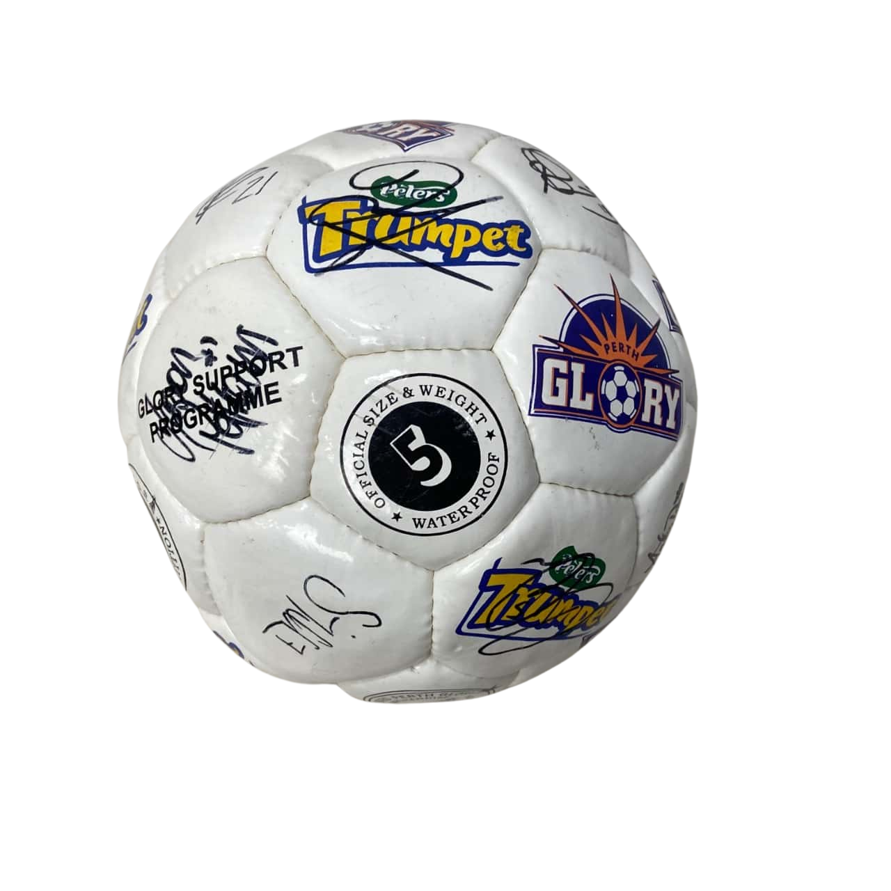 Perth Glory Licensed Soccer Ball Size 5 with Signatures (s)