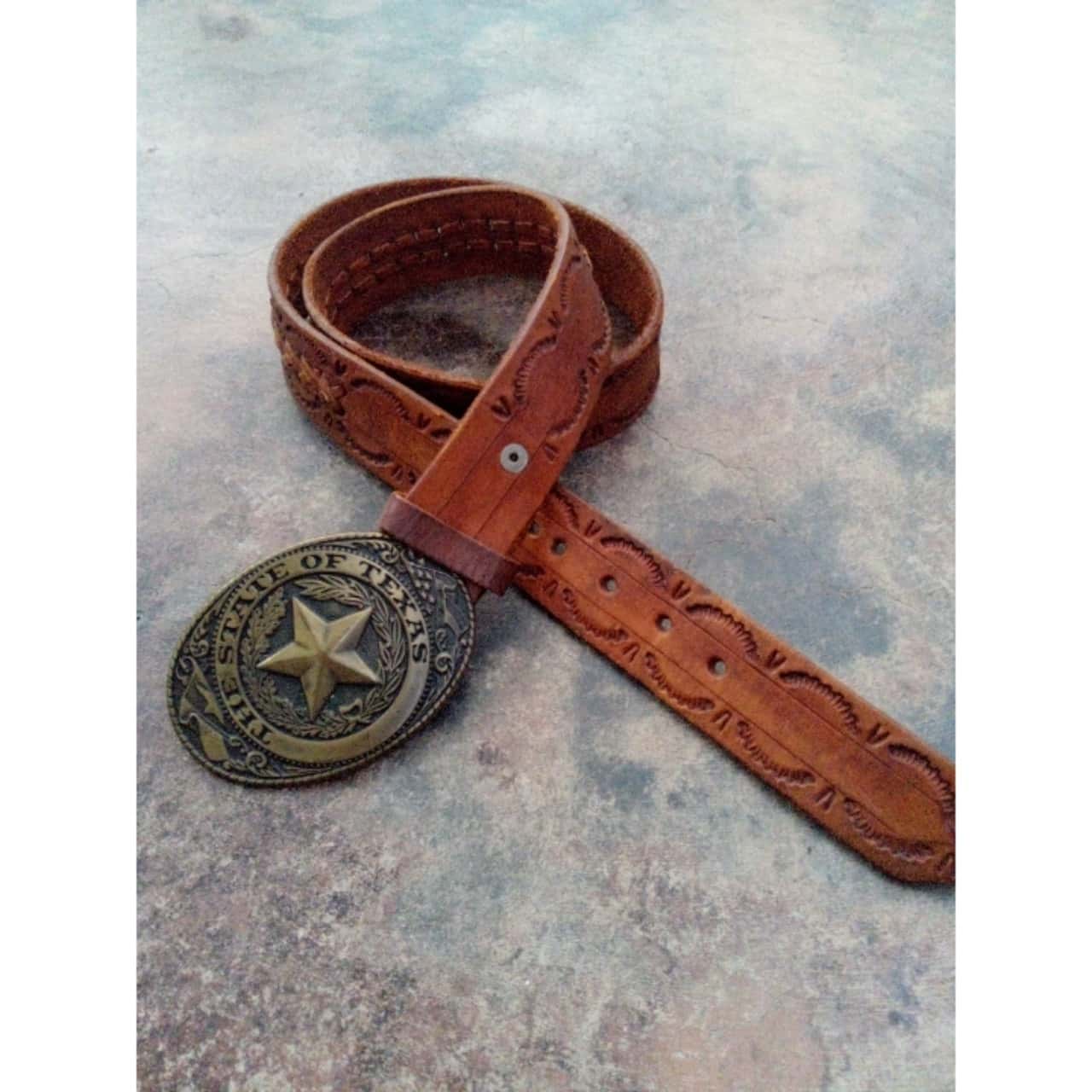 Mexico Leather Belt w/ Texas Made in USA Buckle s34(s)