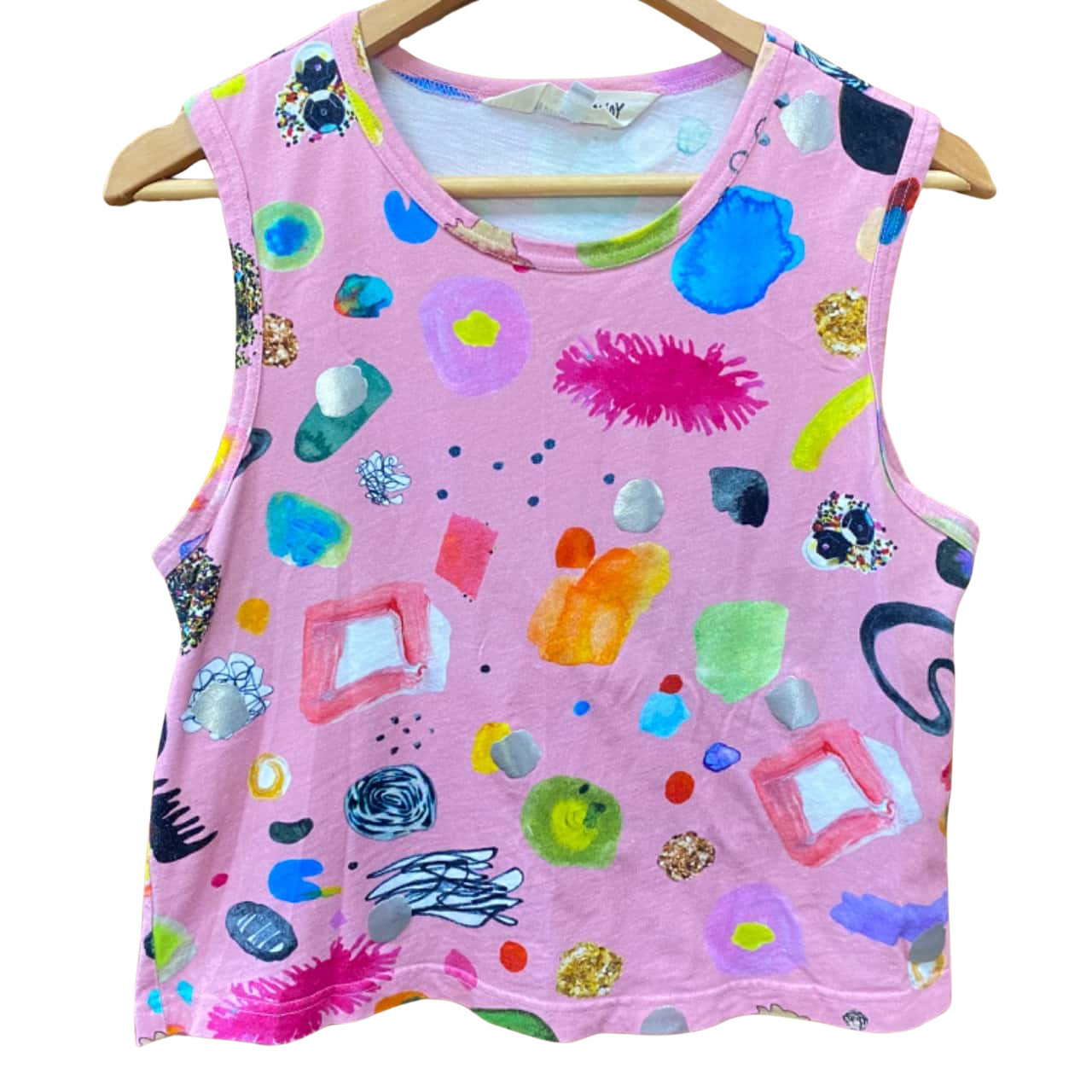 Gorman / Kindah Khalidy Pink Abstract Patterned Sleeveless Top Size 12(s)