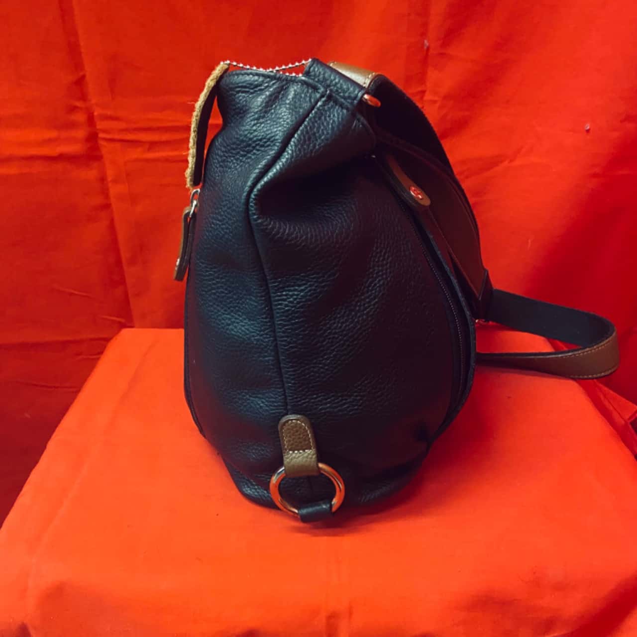 Milleni Italian Genuine Leather Womens Cross Body Bag / Tote Black with ...