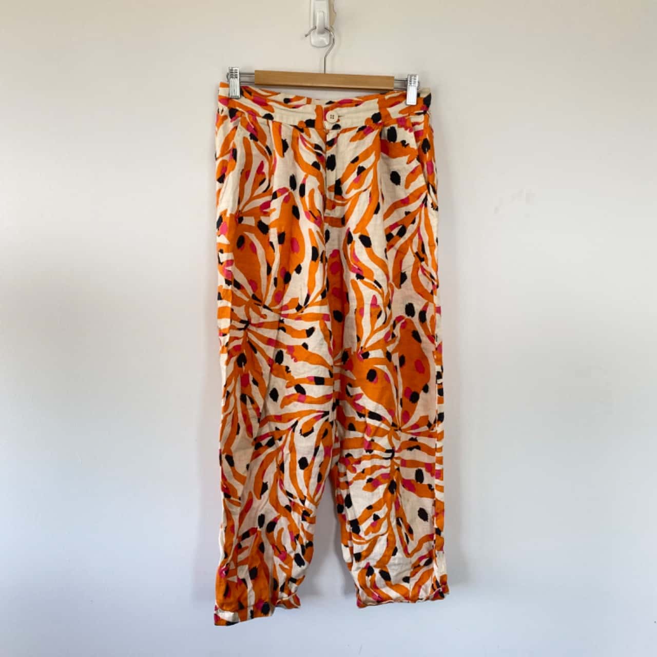 Gorman Beige Orange Print Cotton Pants Size 10 / M