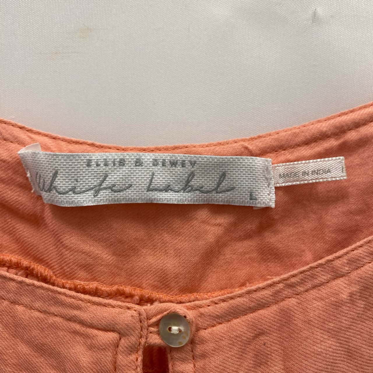 Ellie & Dewey White Label Women's Size L Short Sleeve Cotton Top Peach (s)