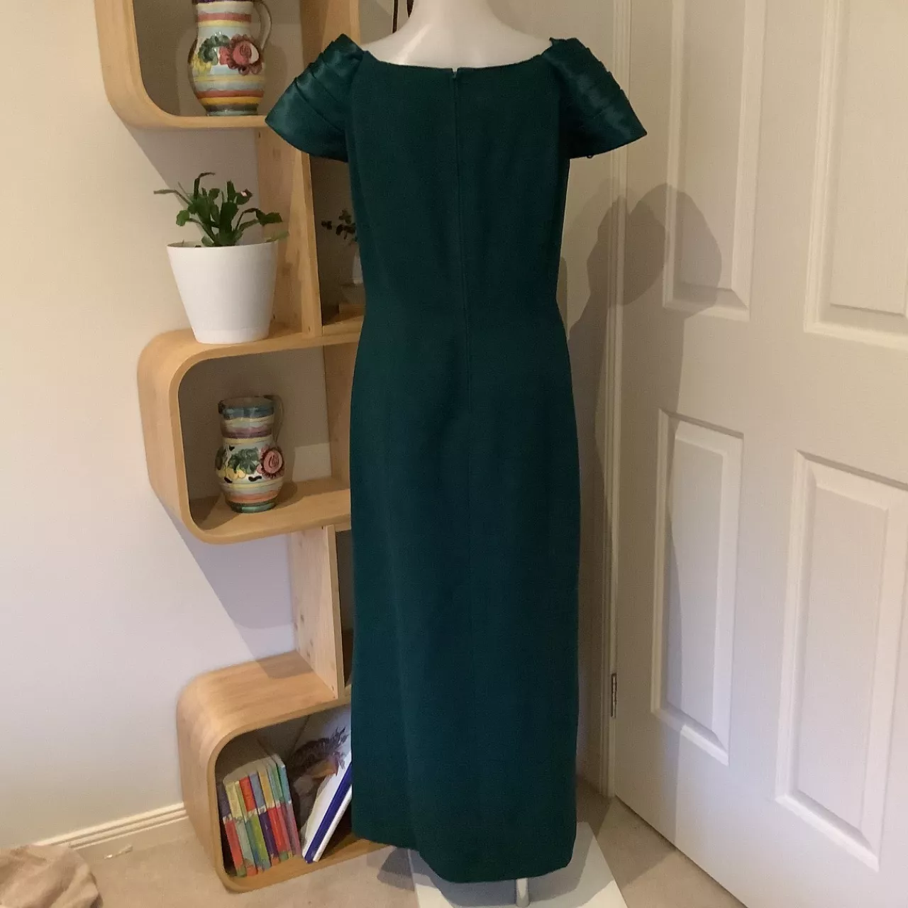 VINTAGE** MORTON MYLES. Emerald Green off the Shoulder Gown. Size 14 ...