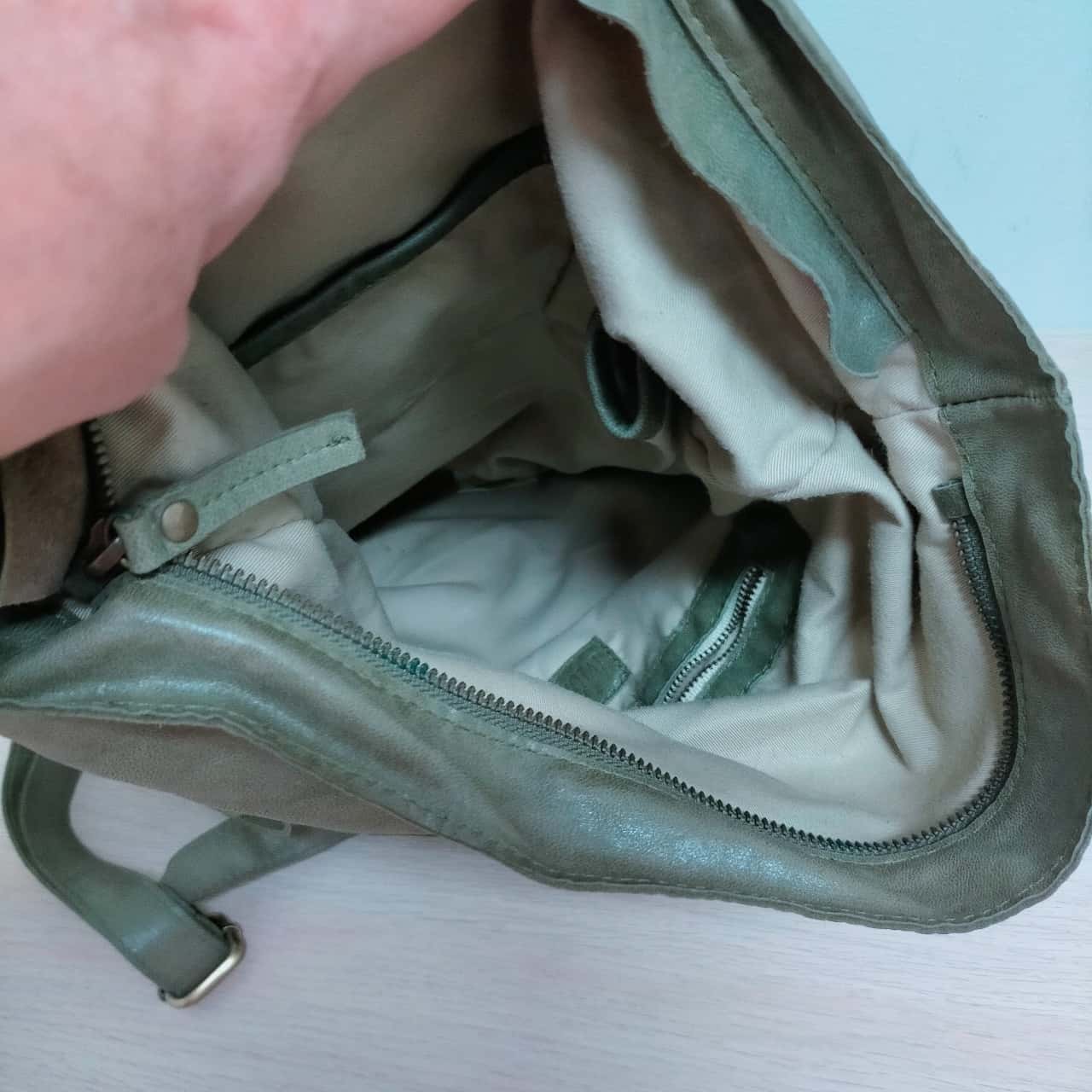 Morrison Large Army Green Leather Handbag VGUC(s)