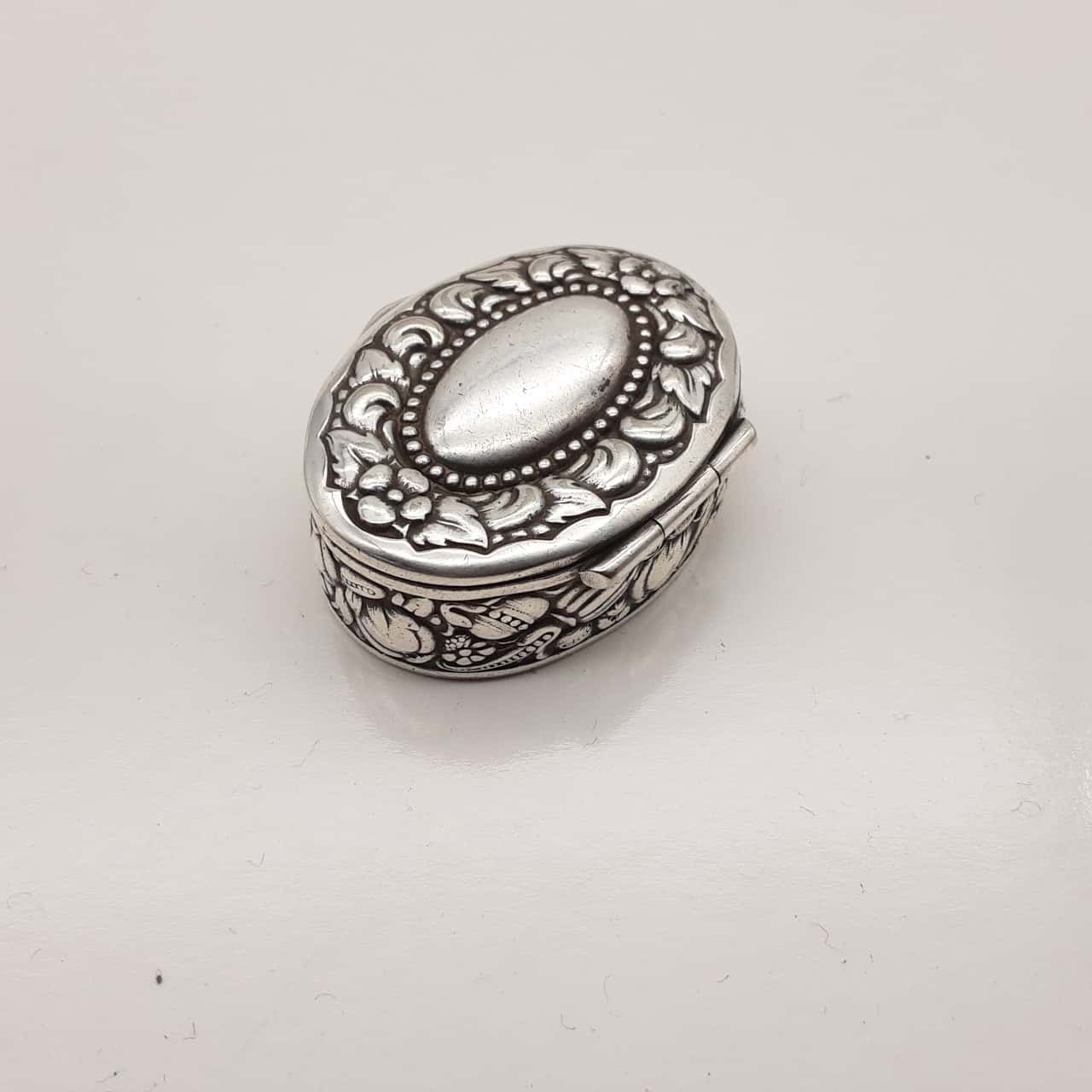 Antique Victorian or Edwardian Sterling Silver Pill Box with Gilt ...