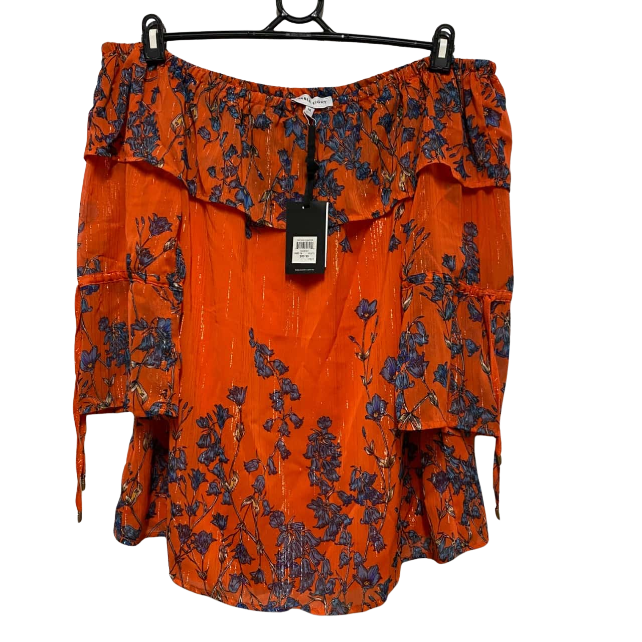 Table Eight Womens Size 14 Off-the-shoulder Top Orange / Black / Floral(s)