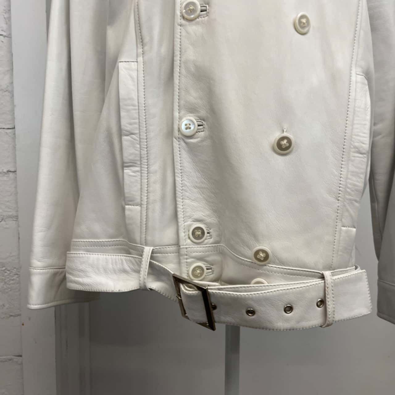 80’s inspired White leather biker jacket. L (s) - Used Very Good ...